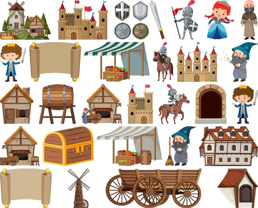 Medieval Set Vector Art, Icons, and Graphics for Free Download