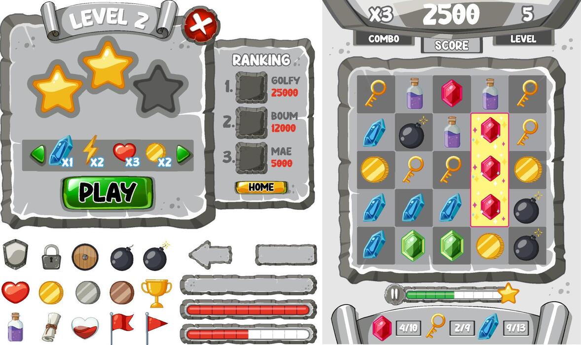 Game Level Ui Vector Art Icons And Graphics For Free Download