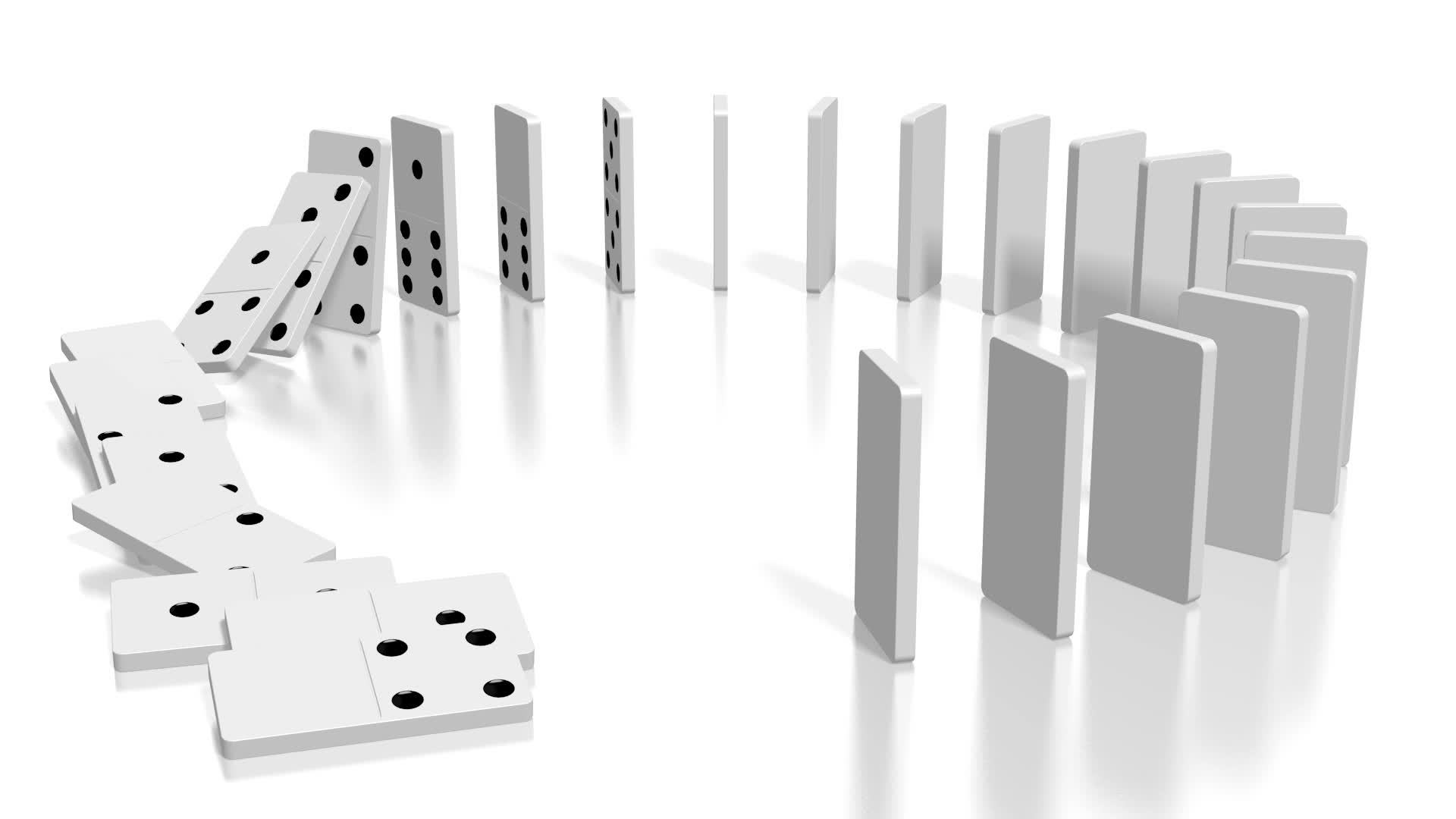Domino Effect - White Domino Tiles Standing in Circle Fall Down ... Domino Effect - White Domino Tiles Standing in Circle Fall Down ...