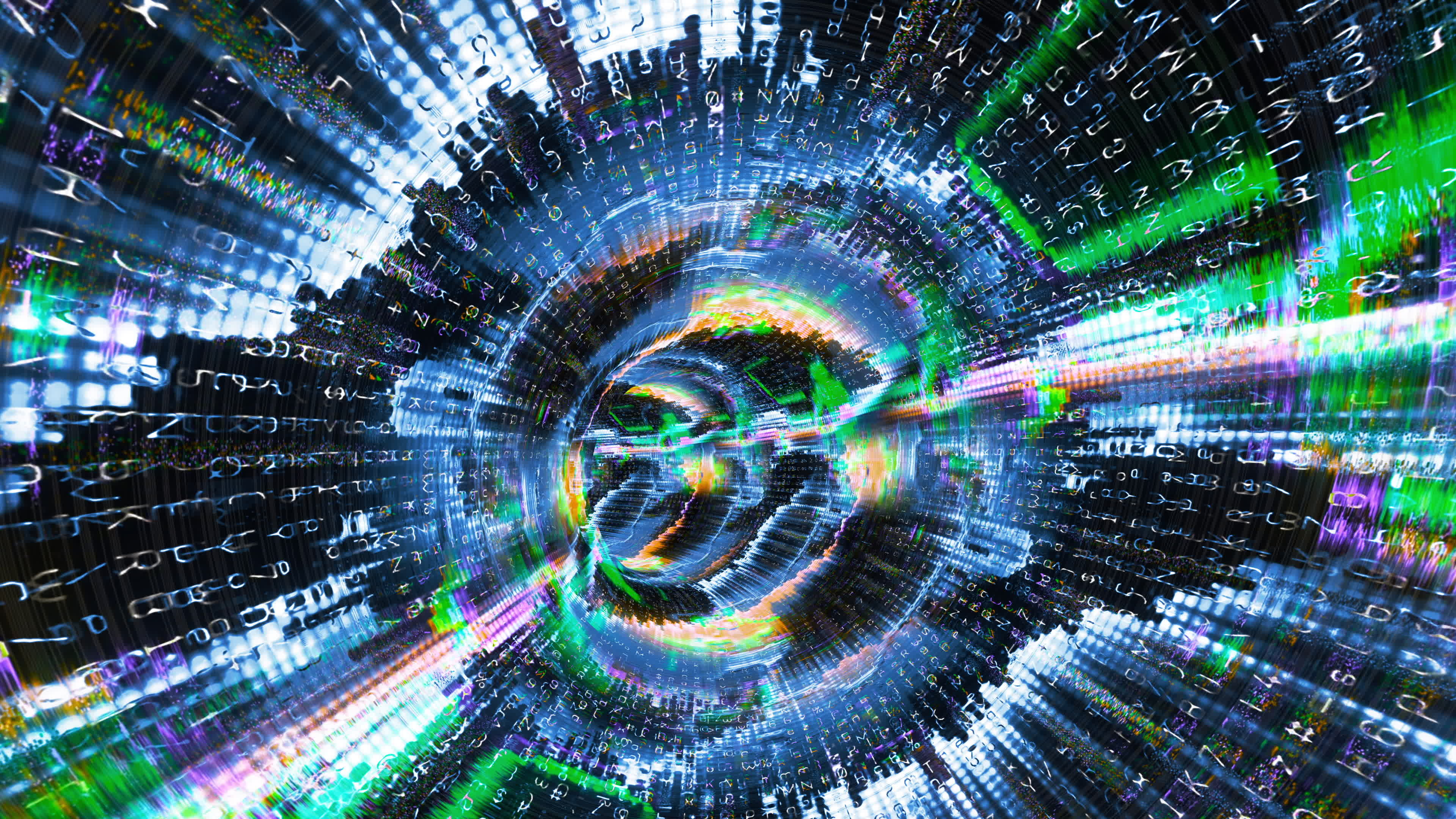 Futuristic vortex tunnel of streaming data and video flux - Loop ...