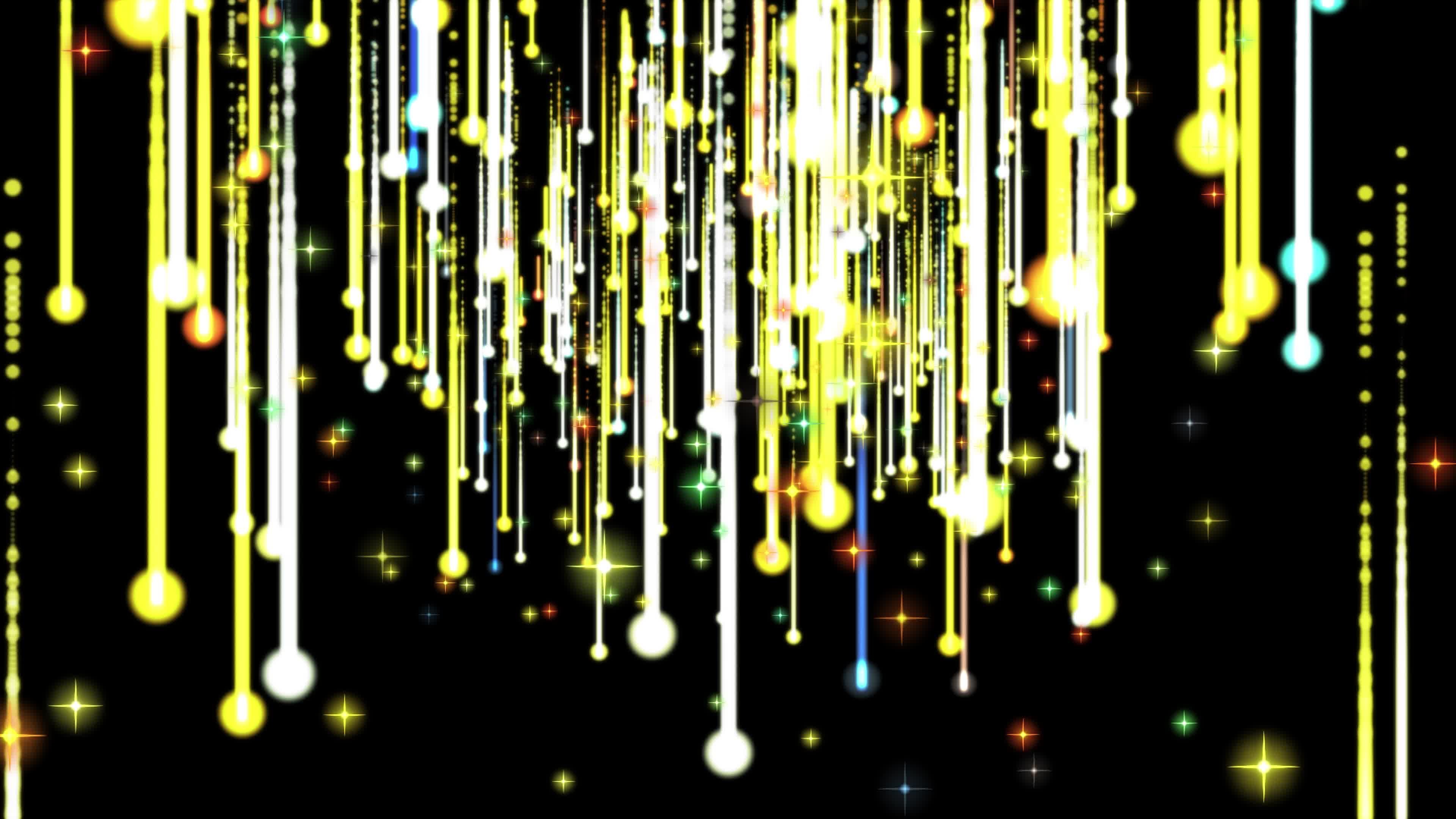 Abstract Animation Of Glowing Gold Particles With Rays Loopable