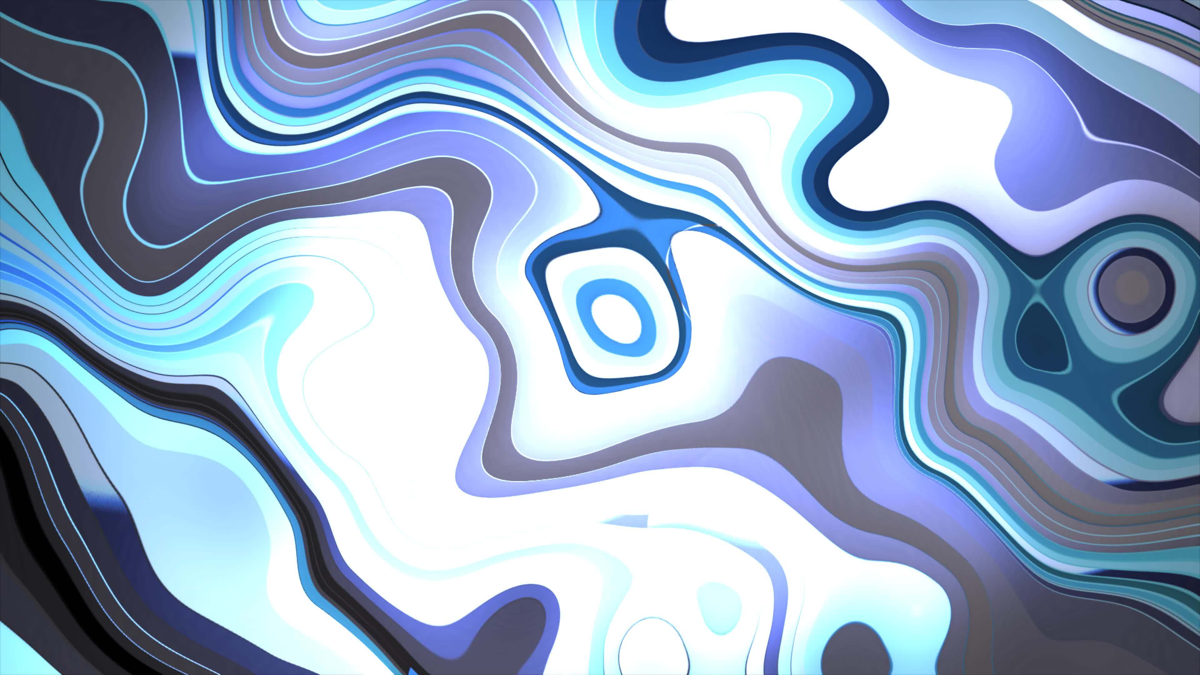 Abstract Blue White Liquid Epoxy Acrylic Resin Swirling Twisted Lines Abstract Background Video