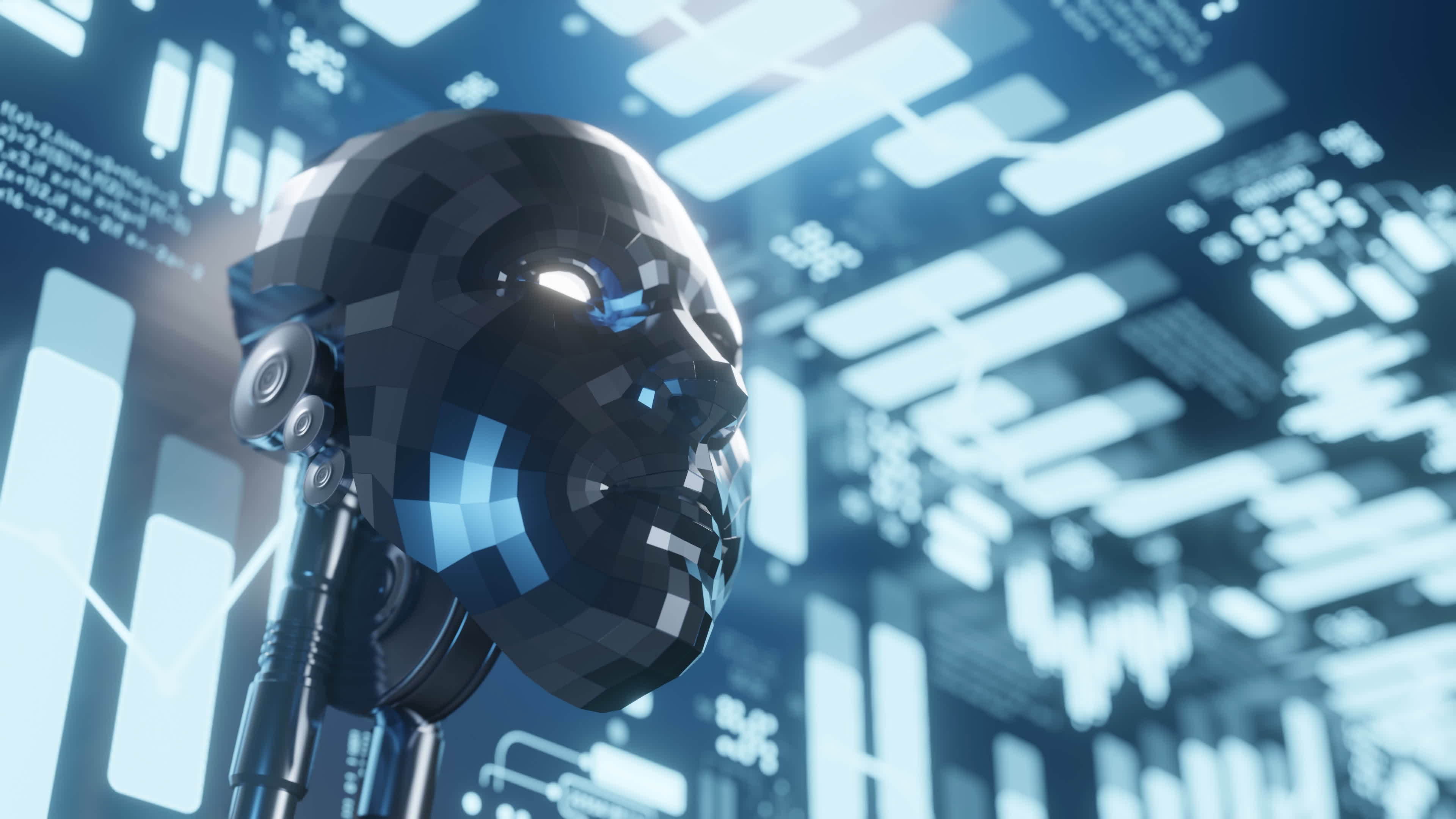 Artificial Intelligence A.I. technology machine learning futuristic innovation, 3d rendering ...