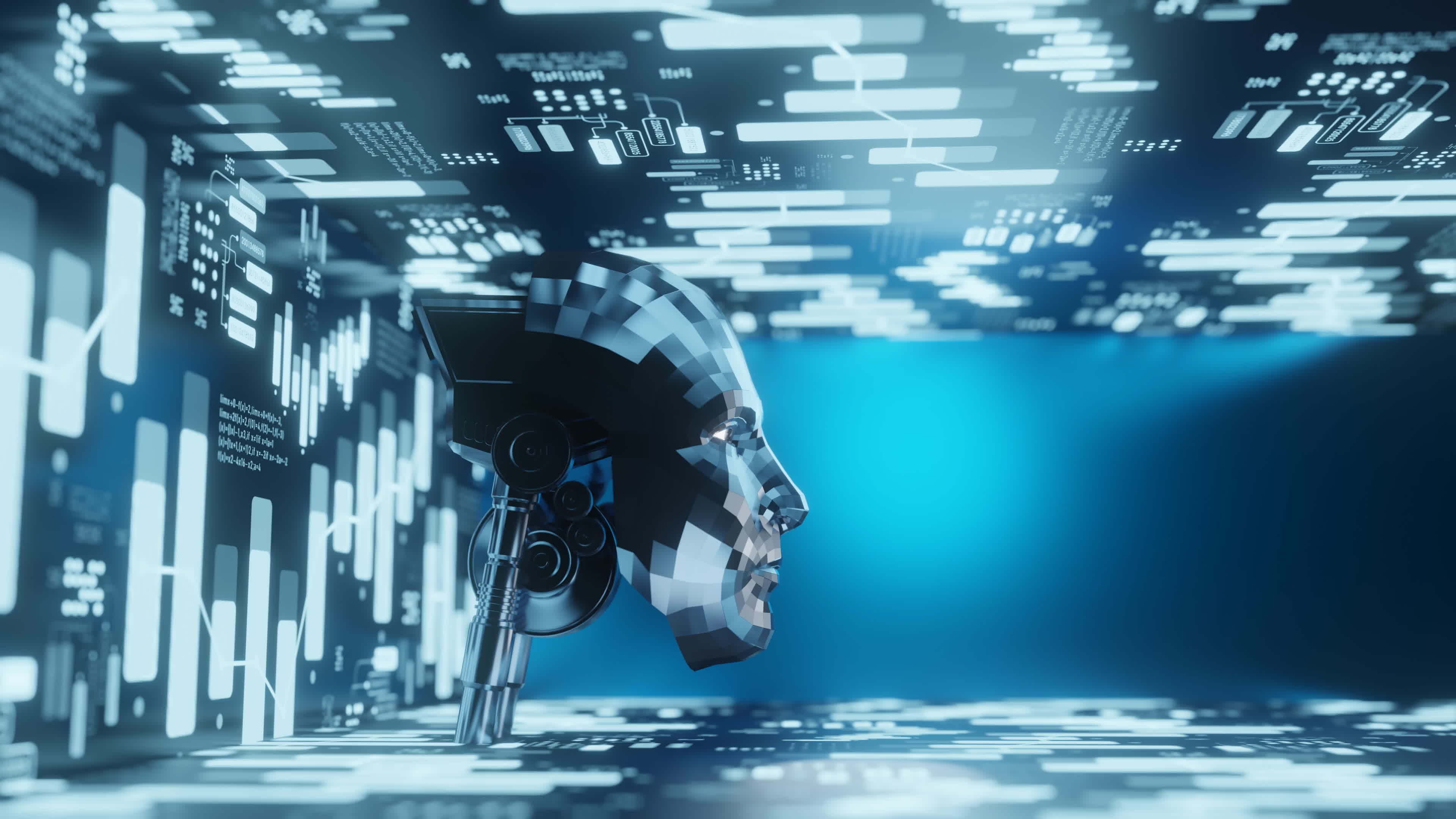 Artificial Intelligence A.I. technology machine learning futuristic innovation, 3d rendering ...