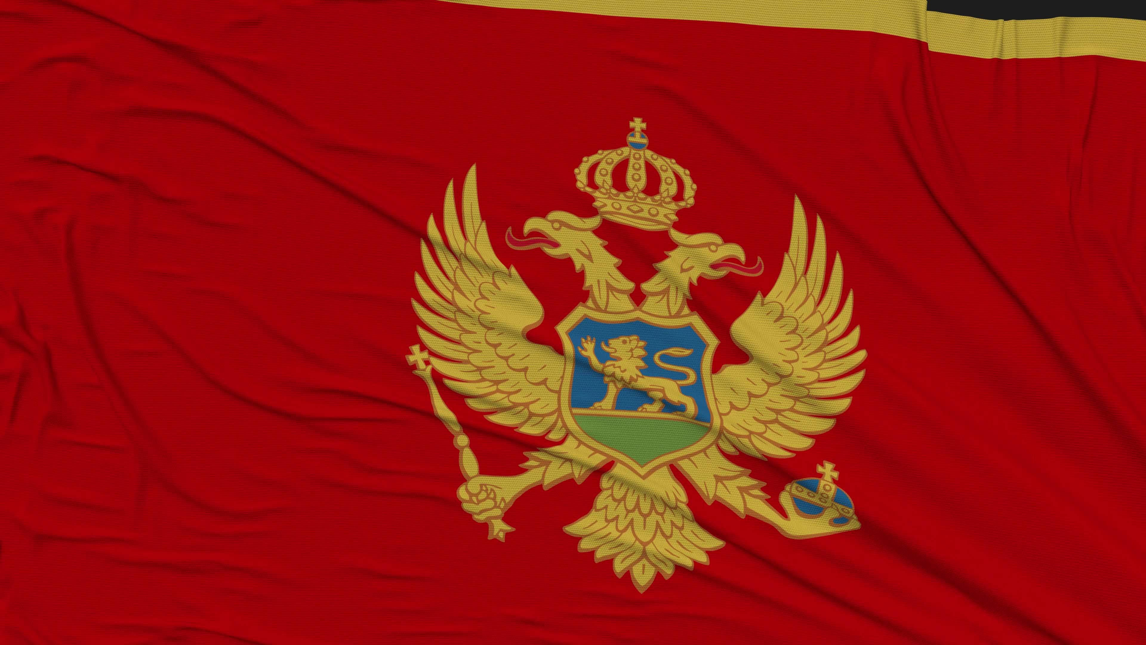 Montenegro Flag Cloth Removing From Screen Intro 3d Rendering Chroma