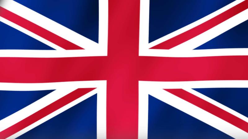 United Kingdom flag video waving in wind Of Great Britain and Northern Ireland. Realistic Union ...