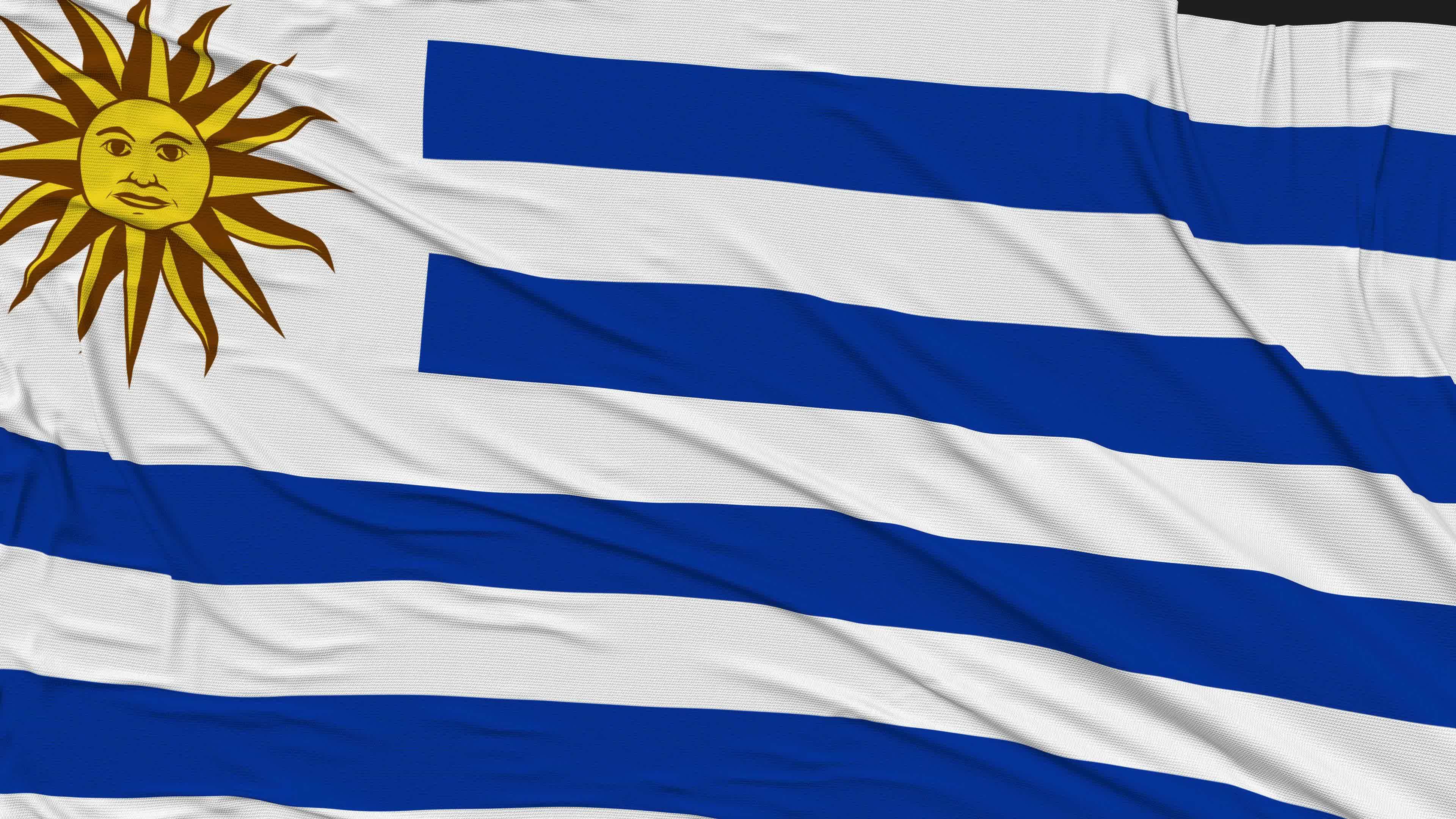 Uruguay Flag Cloth Removing From Screen Intro 3d Rendering Chroma