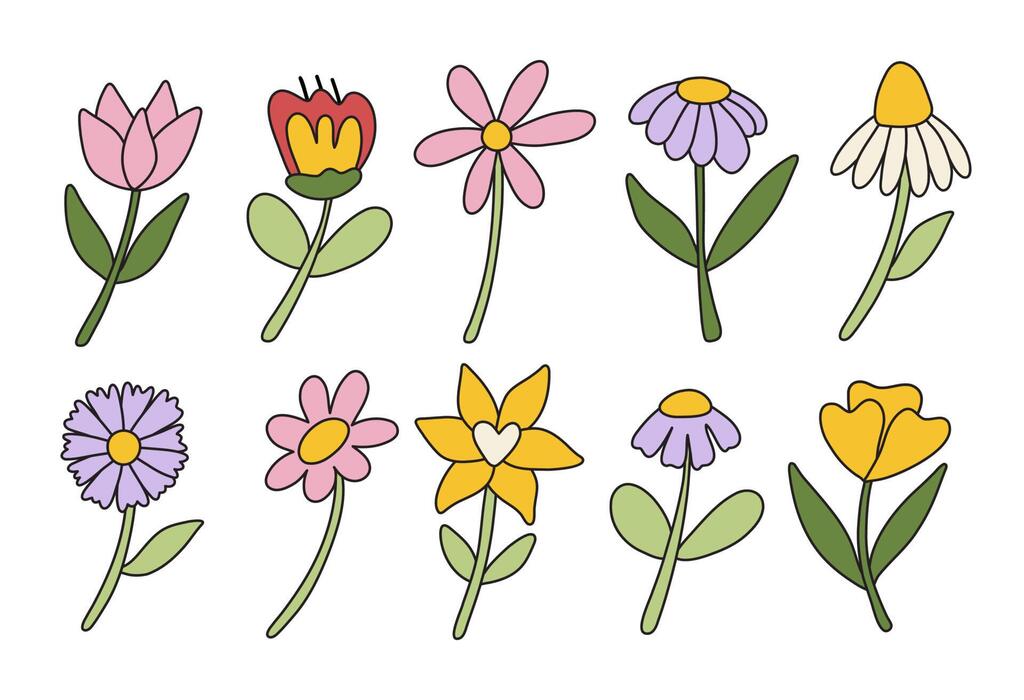 Hand Drawn Spring Flowers Vector Art, Icons, and Graphics for Free Download