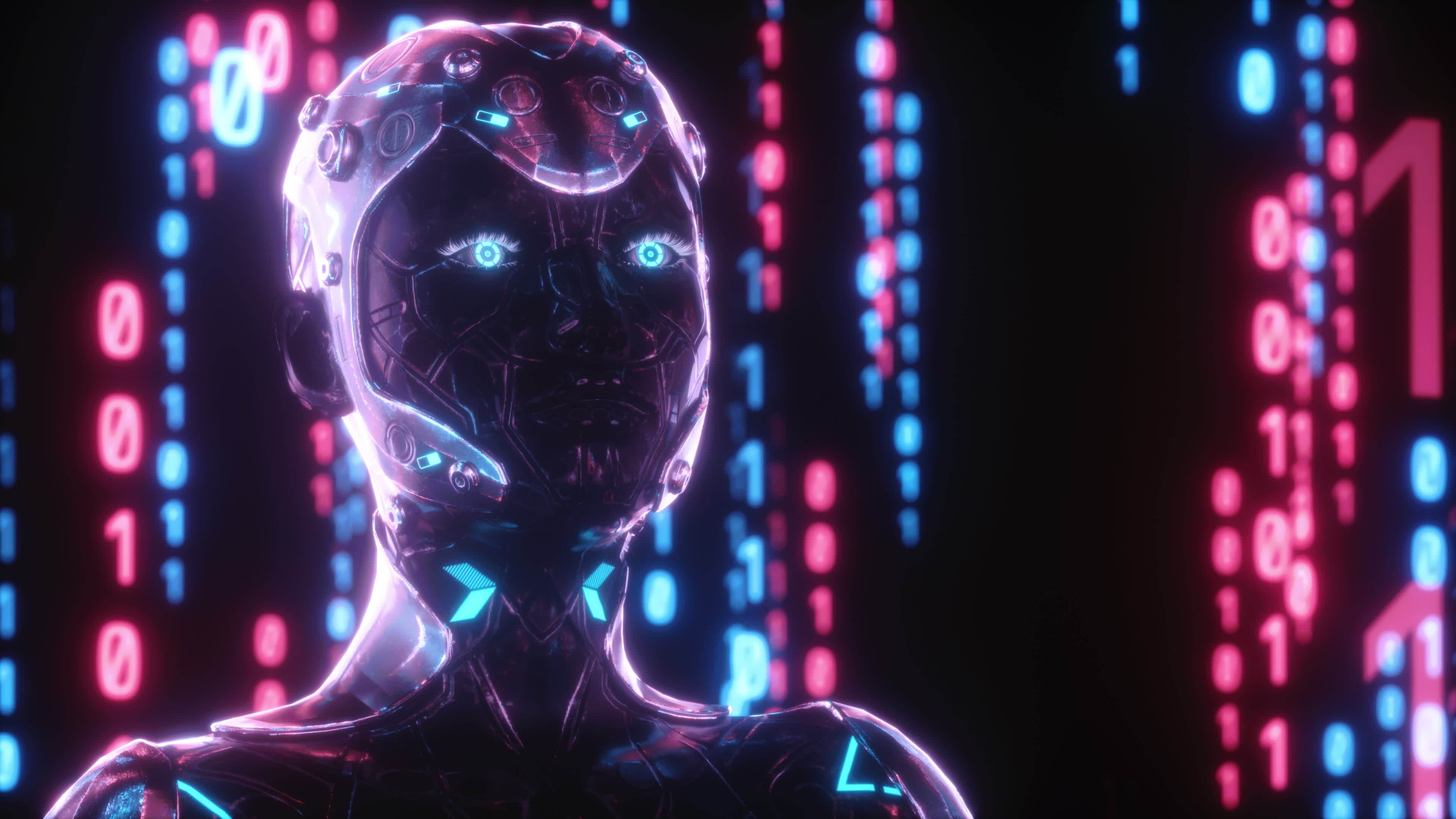 Futuristic Robot and Code Digital Background 20413080 Stock Video at ...