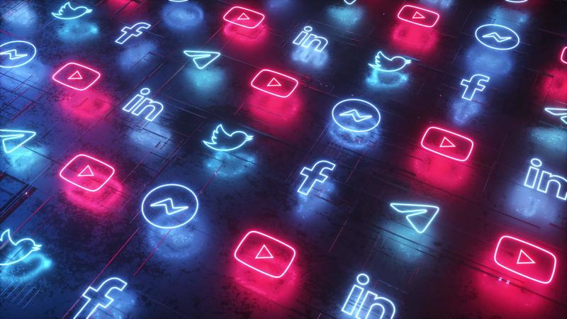 Neon Glowing Social Media Icons Flowing 20413499 Stock Video at Vecteezy