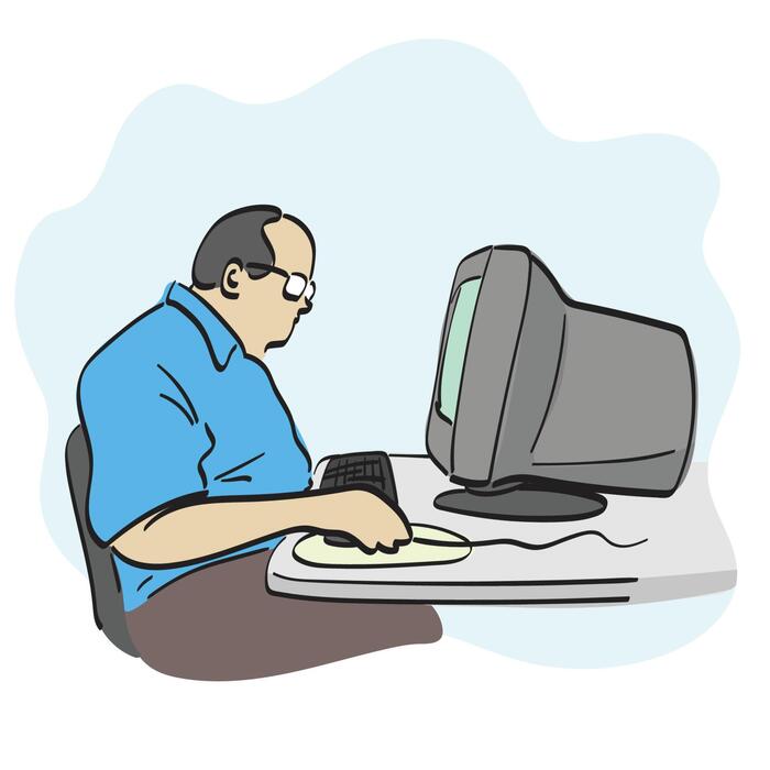 Man Using Computer Vector Art, Icons, and Graphics for Free Download