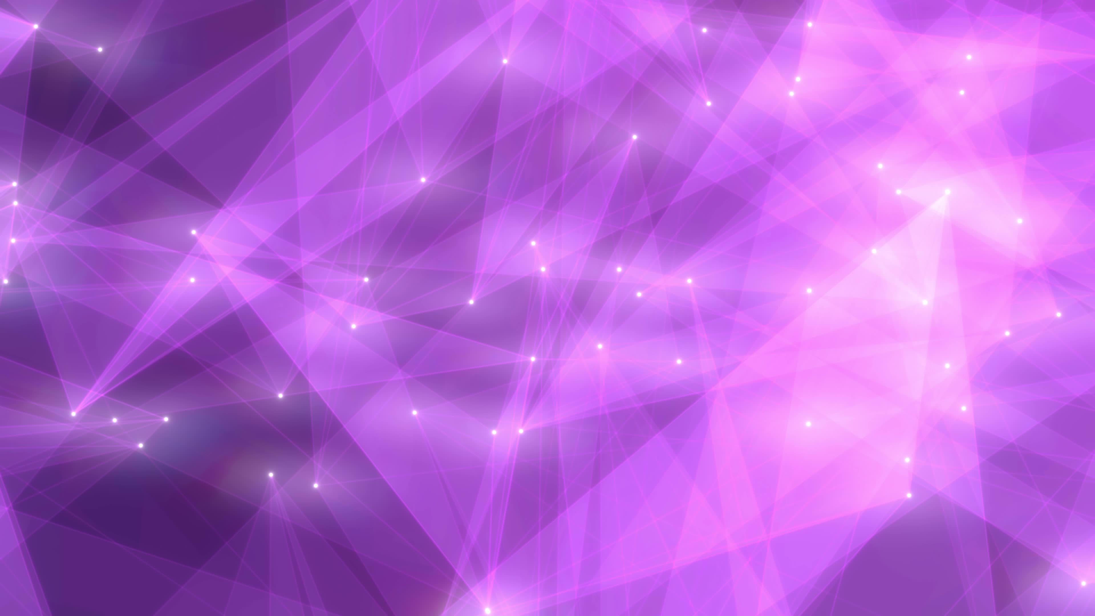 Purple glow plexus structure dot light animation background. Science, technology motion ...
