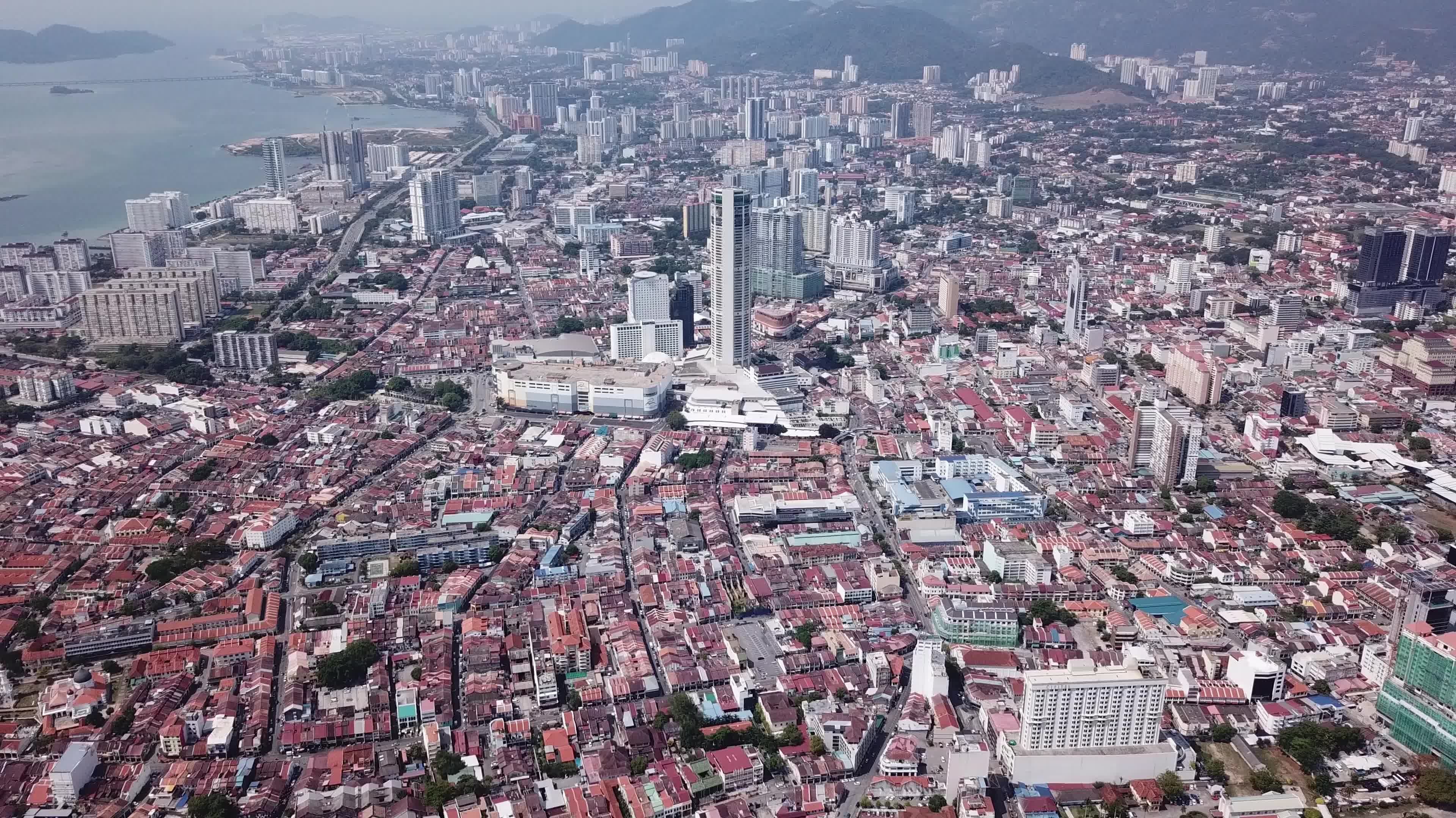 Aerial view KOMTAR tower 20551396 Stock Video at Vecteezy
