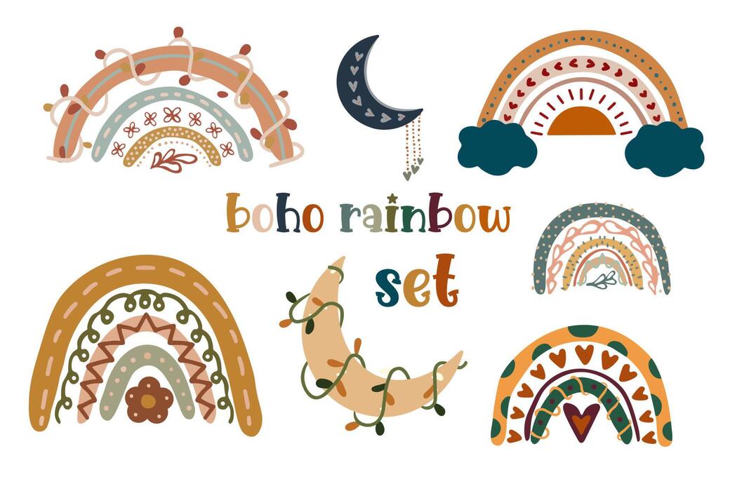 Boho Rainbow Vector Art, Icons, and Graphics for Free Download