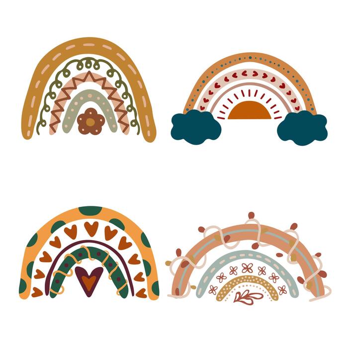 Boho Rainbow Set Vector Art, Icons, and Graphics for Free Download