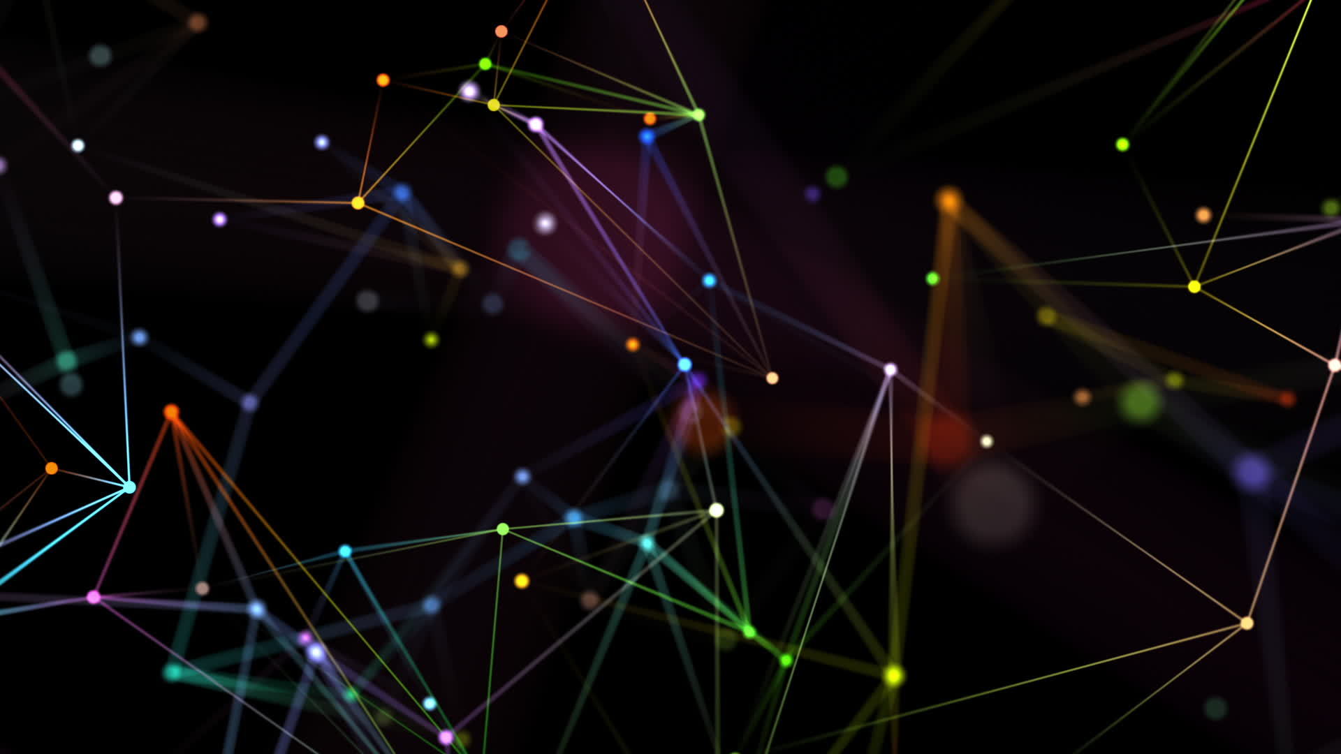 Abstract Plexus Tech Background With Glowing Multicolored Connecting Lines And Dots Or Nodes