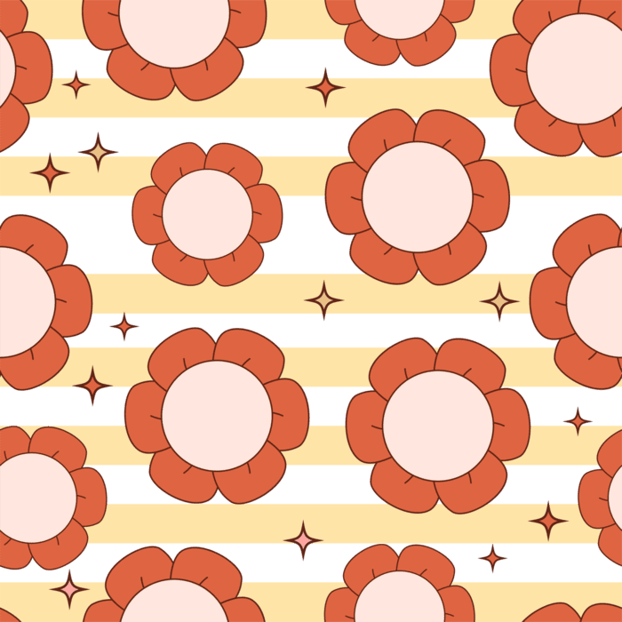 Retro Flower Pattern PNGs for Free Download