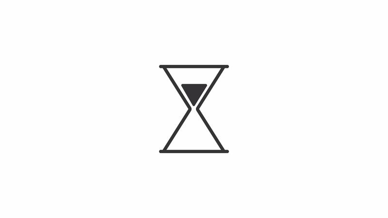 Animated sand timer loader. Sandglass watch. Simple black and white loading icon. 4K video ...