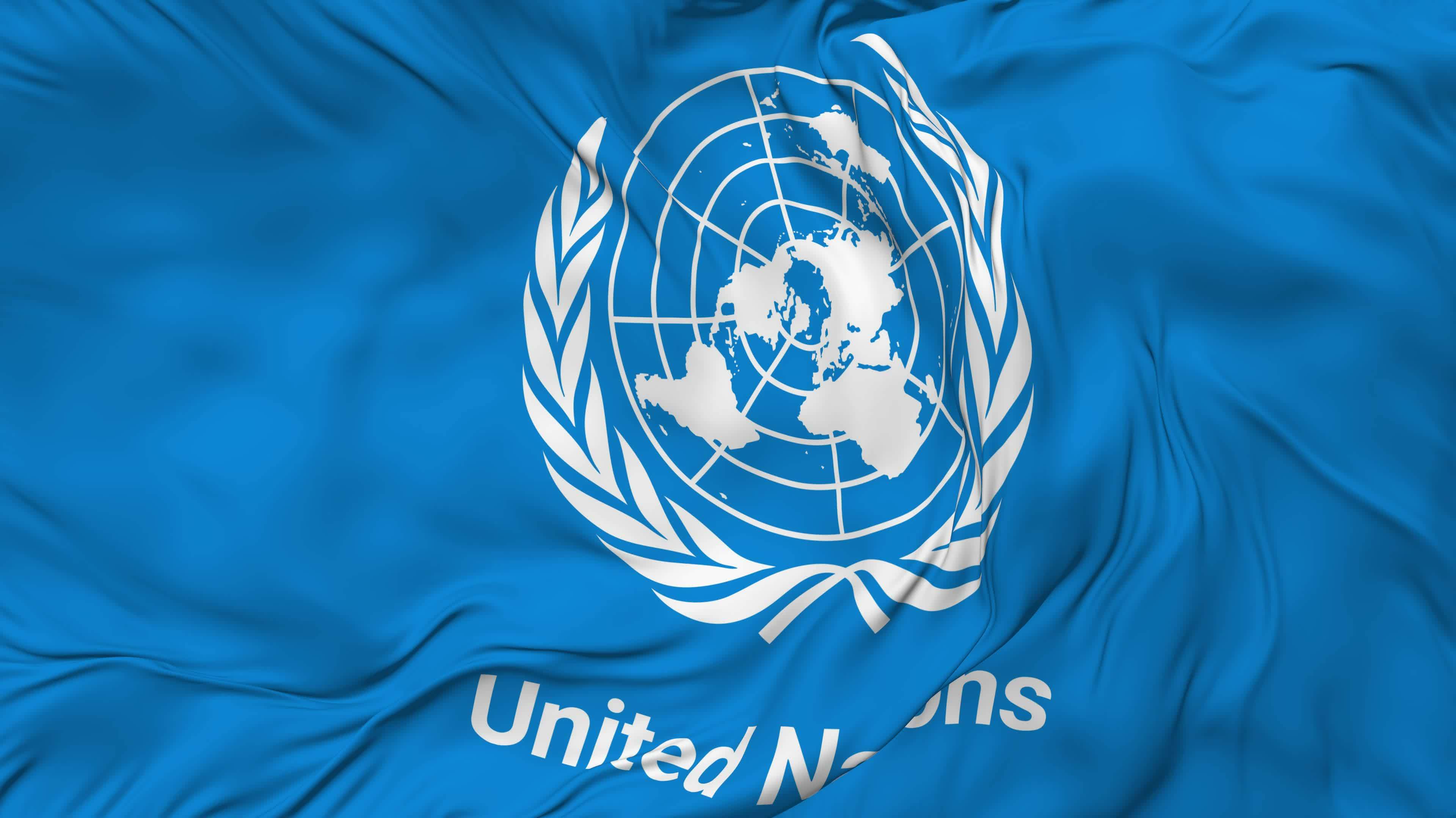 United Nations Flag, UN Flag Seamless Looping Background, Looped Bump Texture Cloth Waving Slow ...