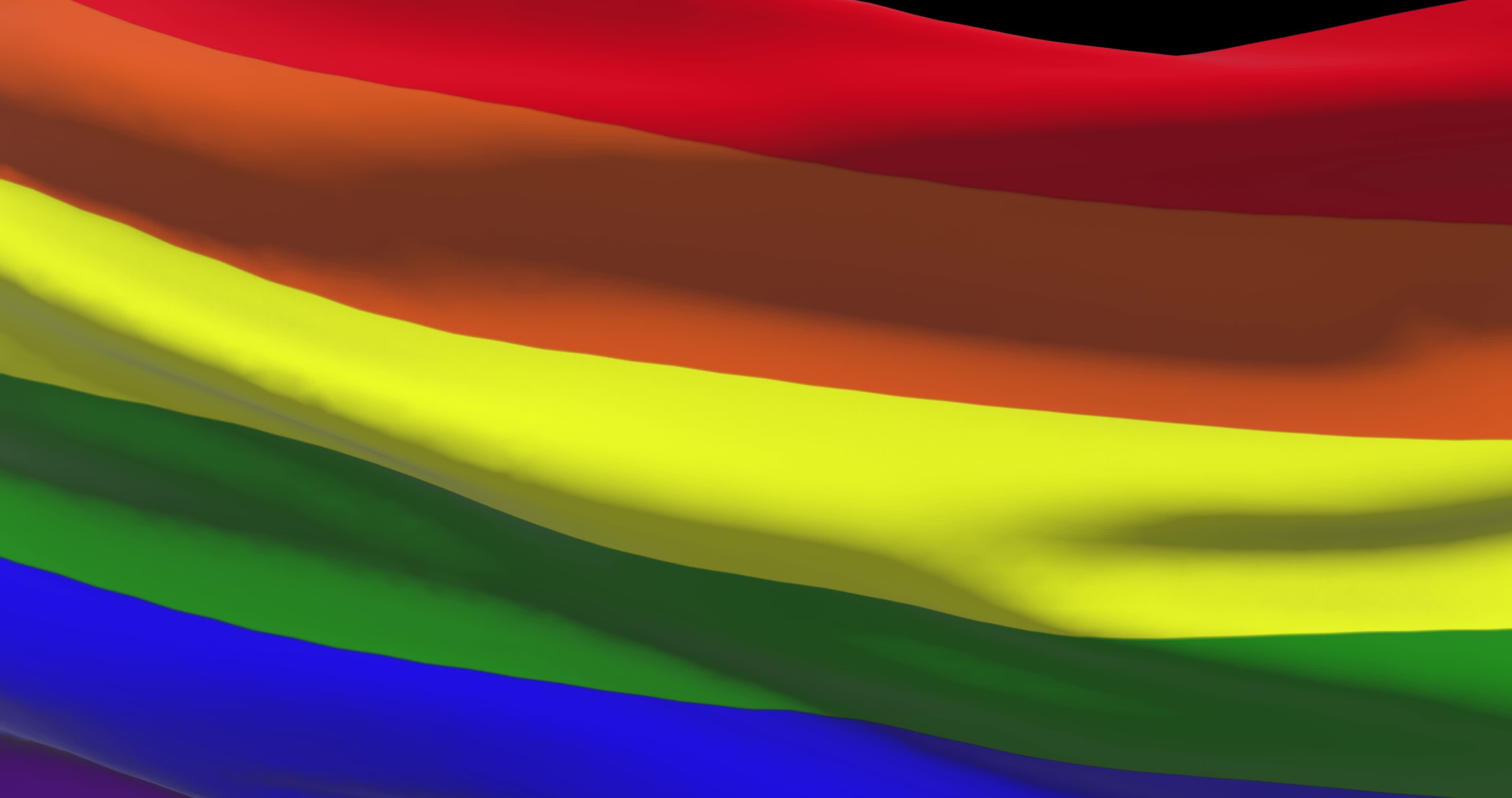 LGBT rainbow flag waving closeup, symbol background 21184486 Stock ...