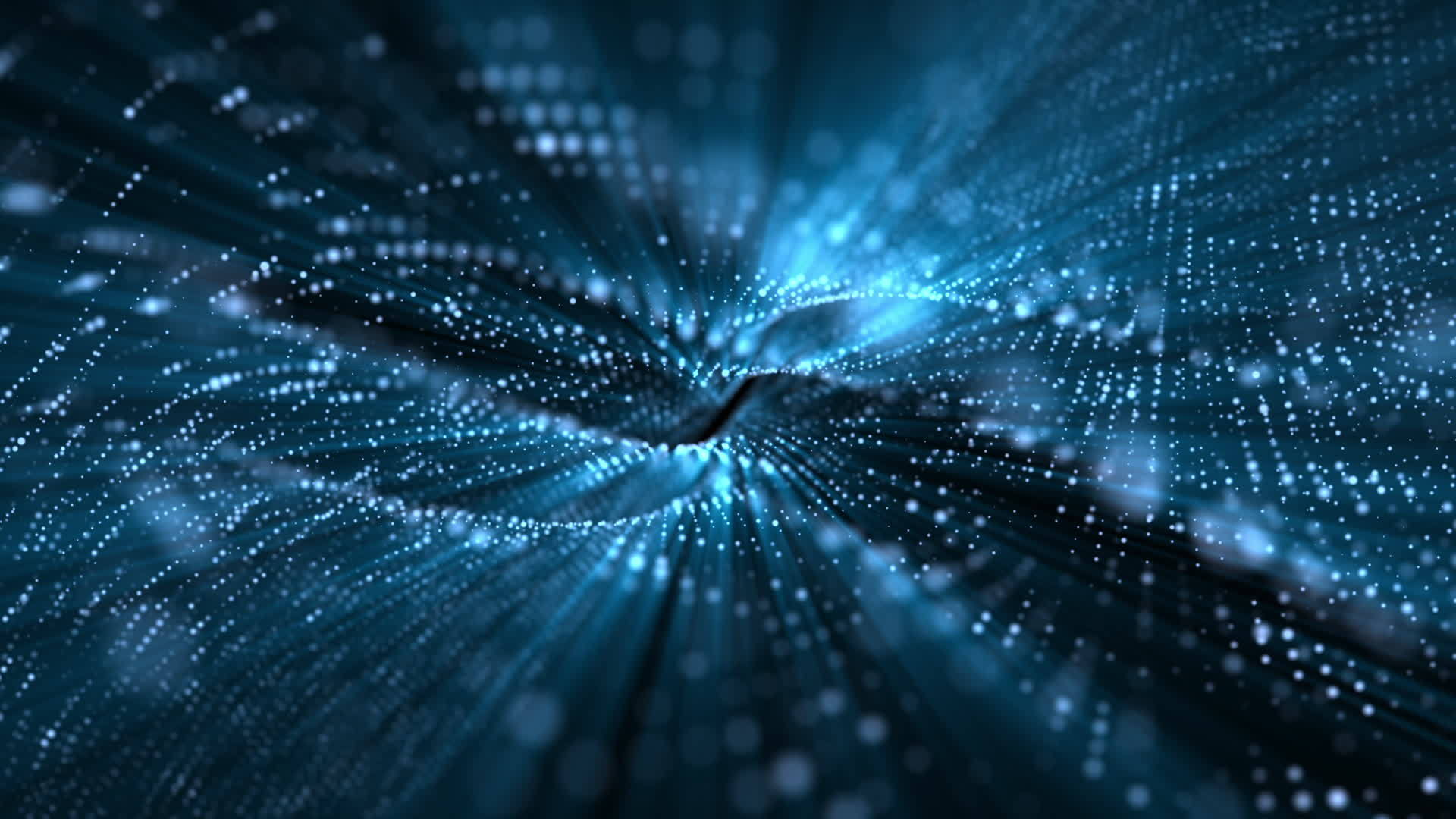 Abstract technology background with a flowing digital fractal wave of ...