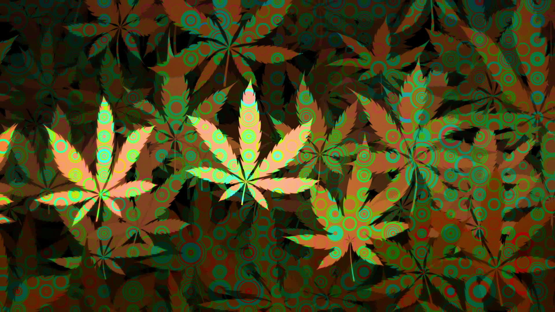 Trippy Cannabis Leaf Background Animation With Flashing Psychedelic