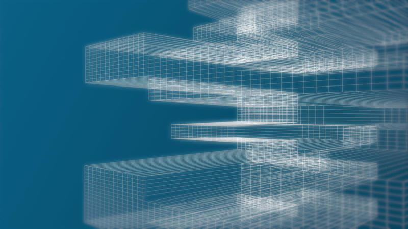 Retro blue wireframe grid motion background animation. This 1980s style ...