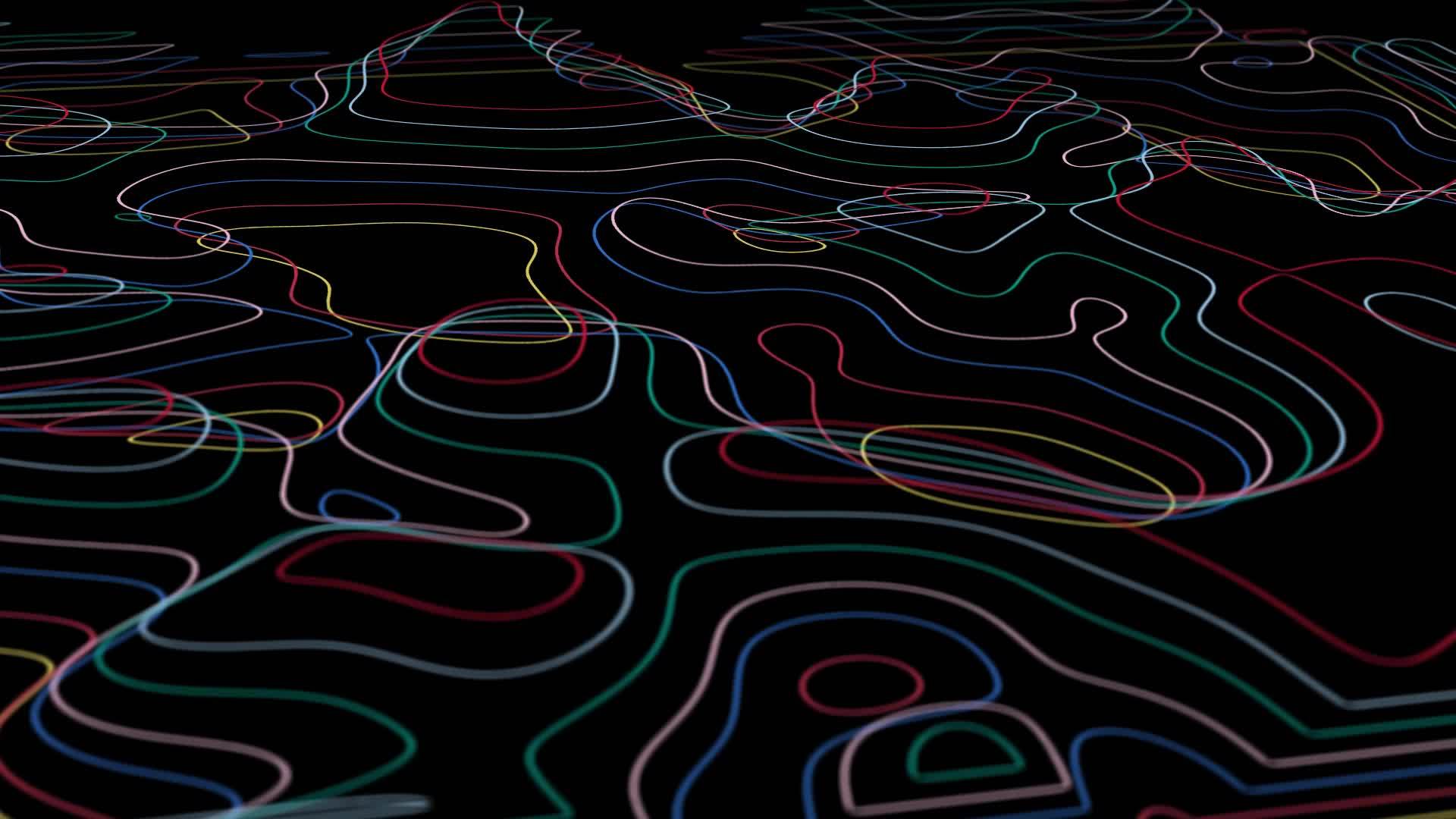 Abstract Animated Outline Topographic Contour Map Moving Waves On