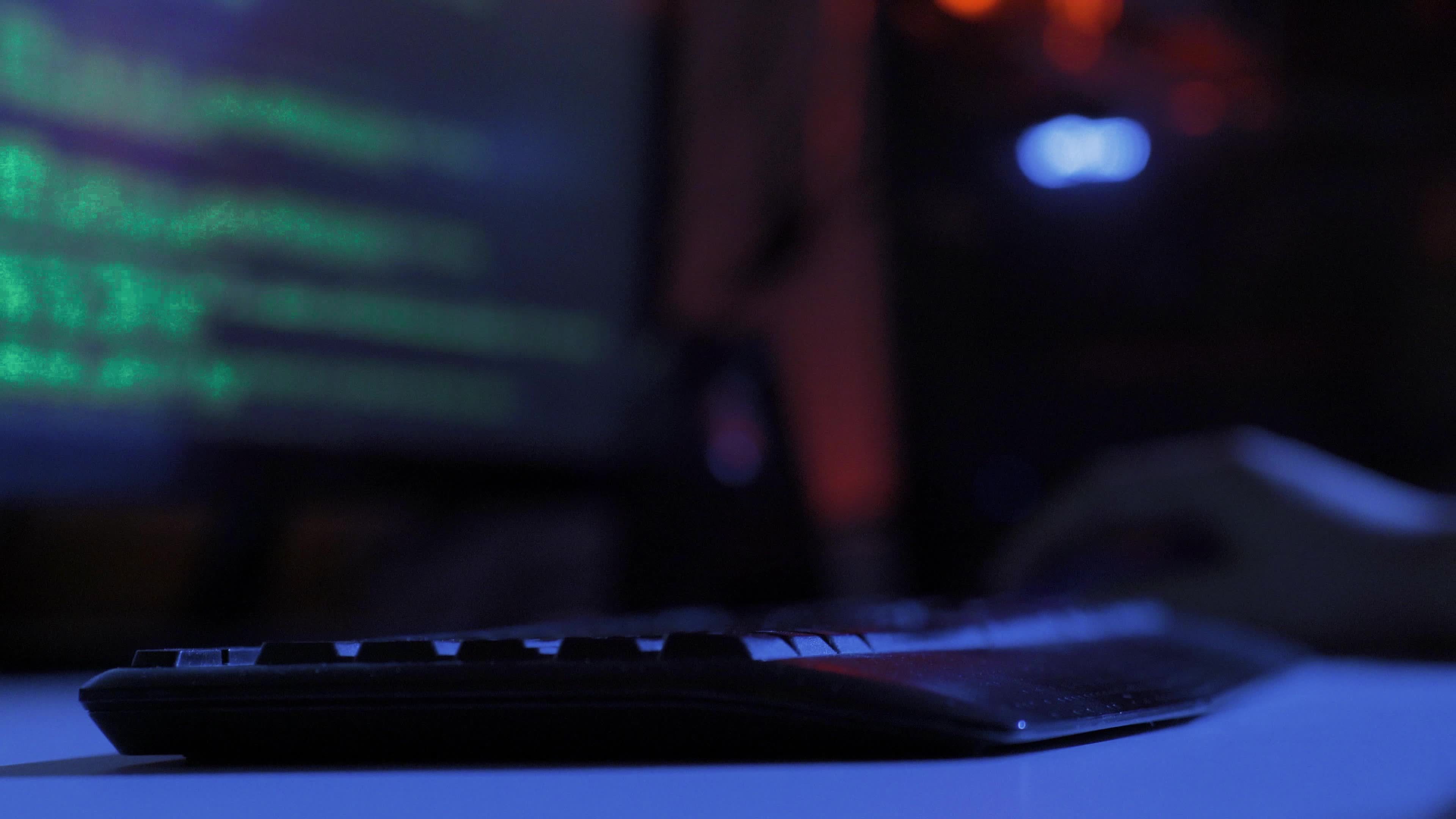 Hacker Hands Typing Very Fast On Keyboard Hacker Bypassed Cybersecurity By Typing Code On