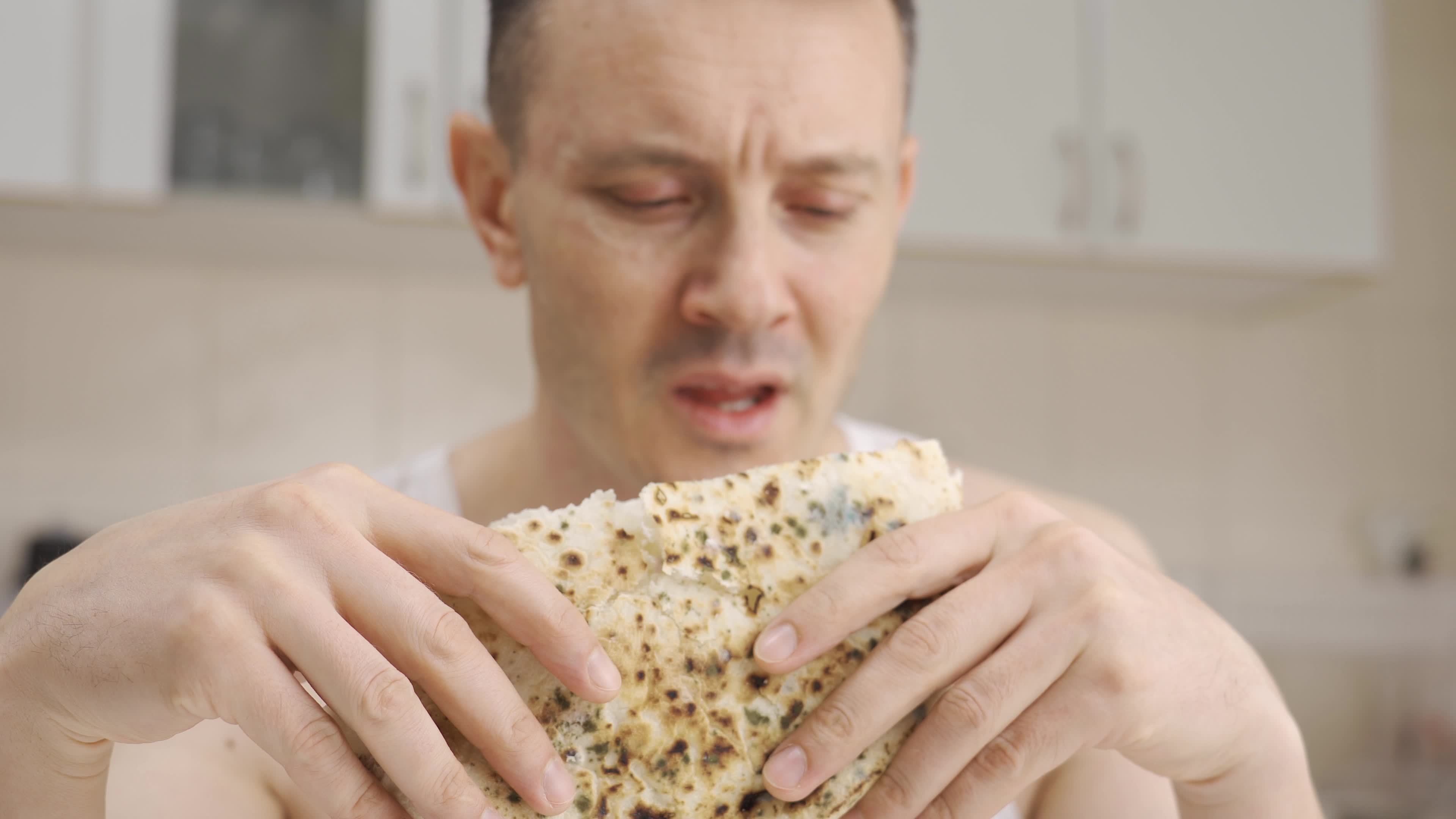 The hungry and poor man is experiencing financial and food crises. Starving as a result of food ...