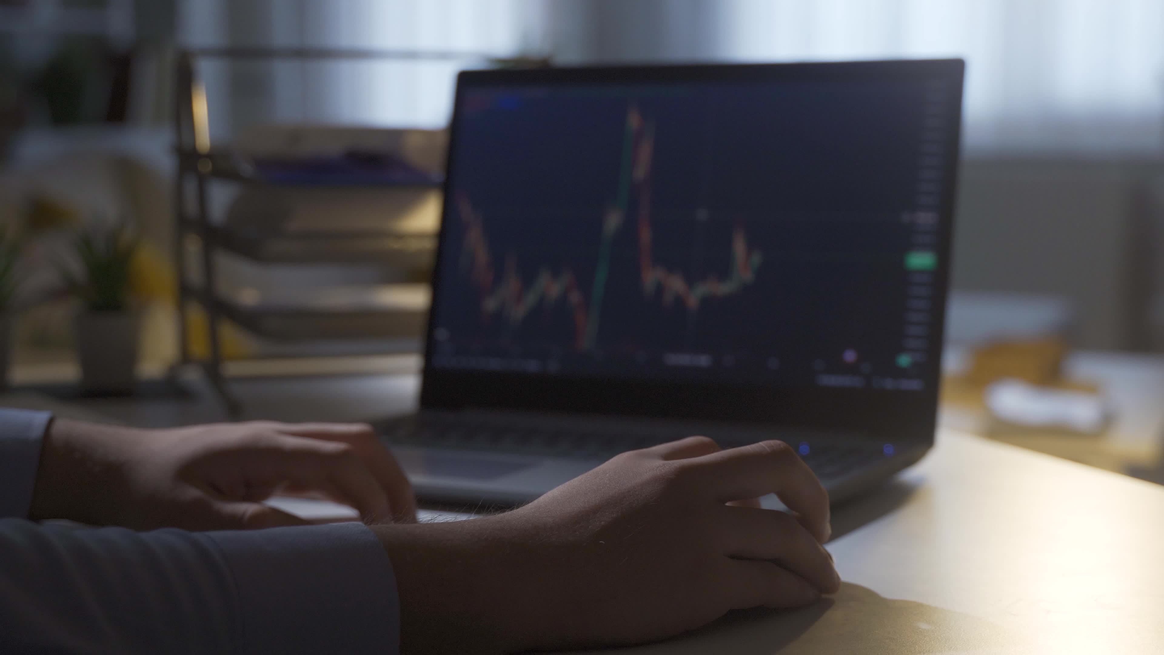 Thoughtful Hands Analyzing Charts In Stock Market Man Analyzing