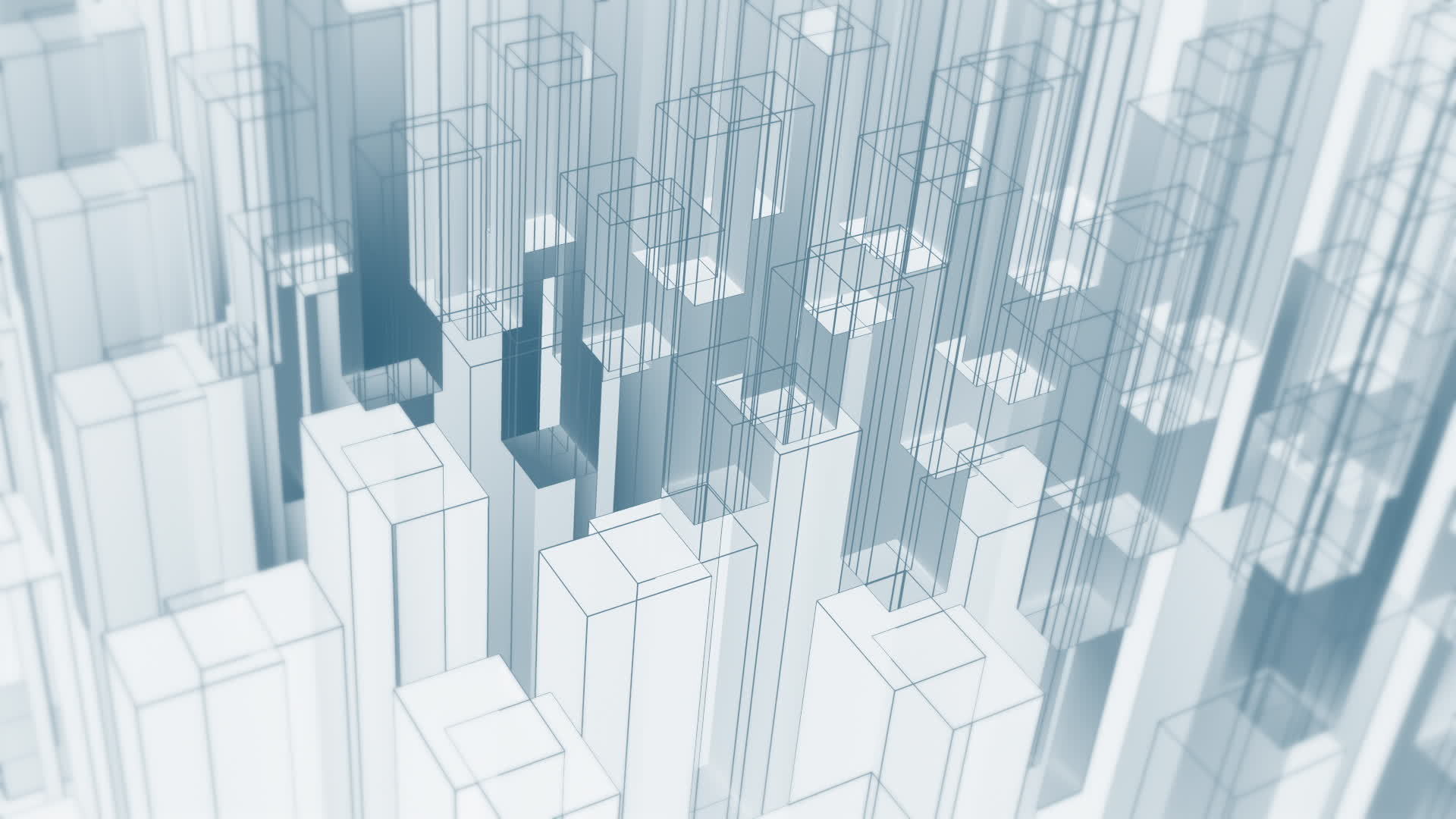 Abstract geometric motion background animation with gently moving blue wireframe shapes in the ...