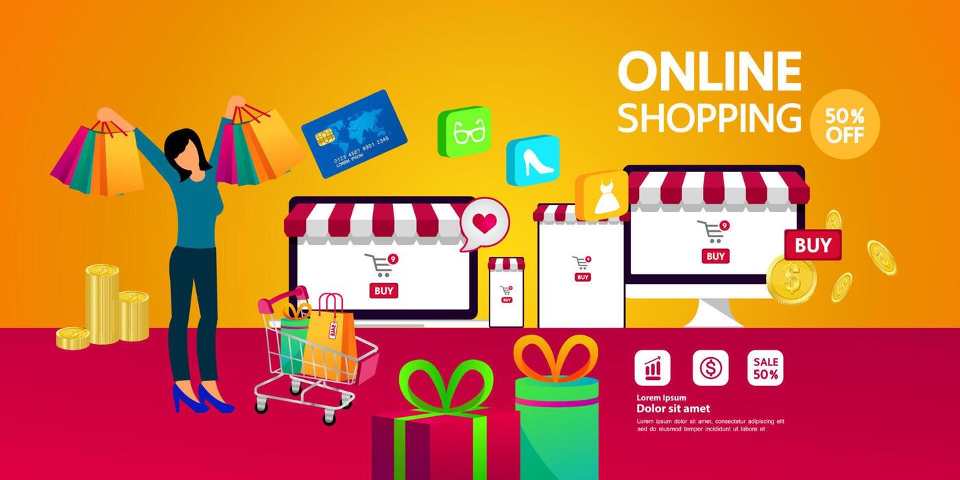 Online Shopping Background Vector Art, Icons, and Graphics for Free ...