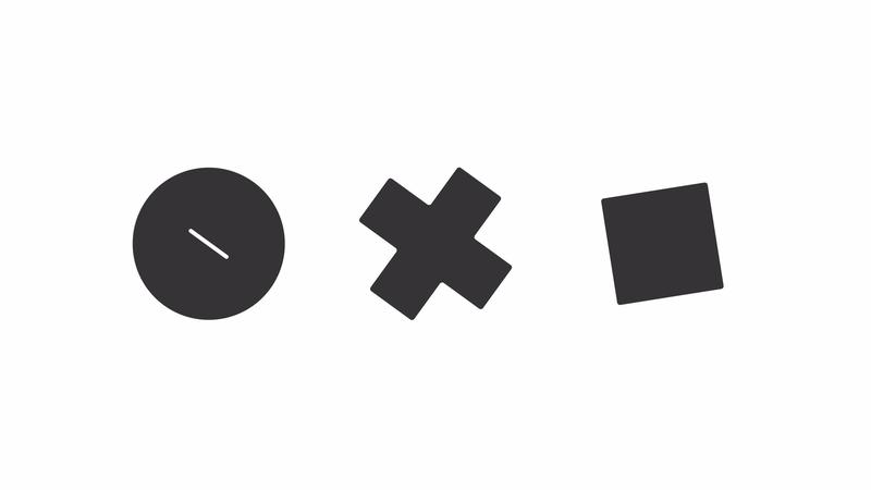 Animated multiple shapes loader. Rotating figures. Simple black and ...