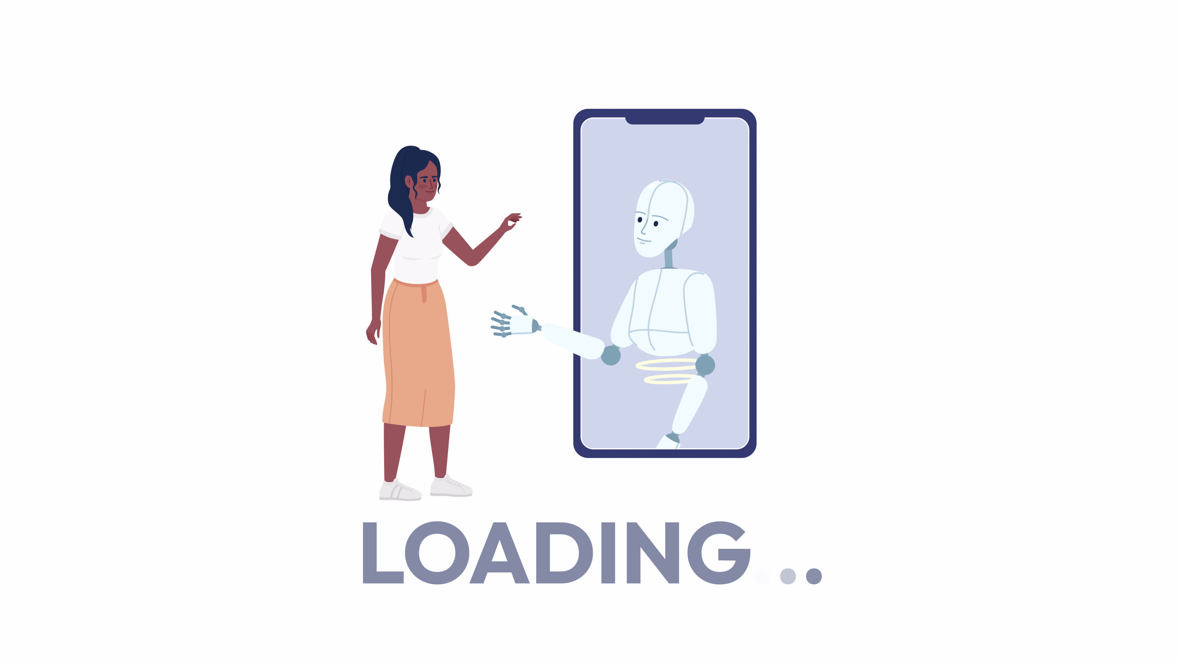 Animated AI assistant loader. Administrative service. Flash message 4K video footage. Color ...