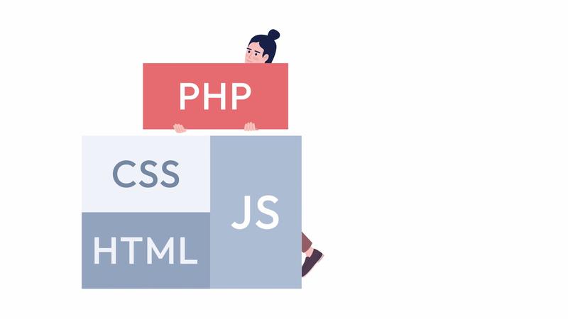 Animated web developer programming. Functional website creating. Programmer 2D cartoon flat ...