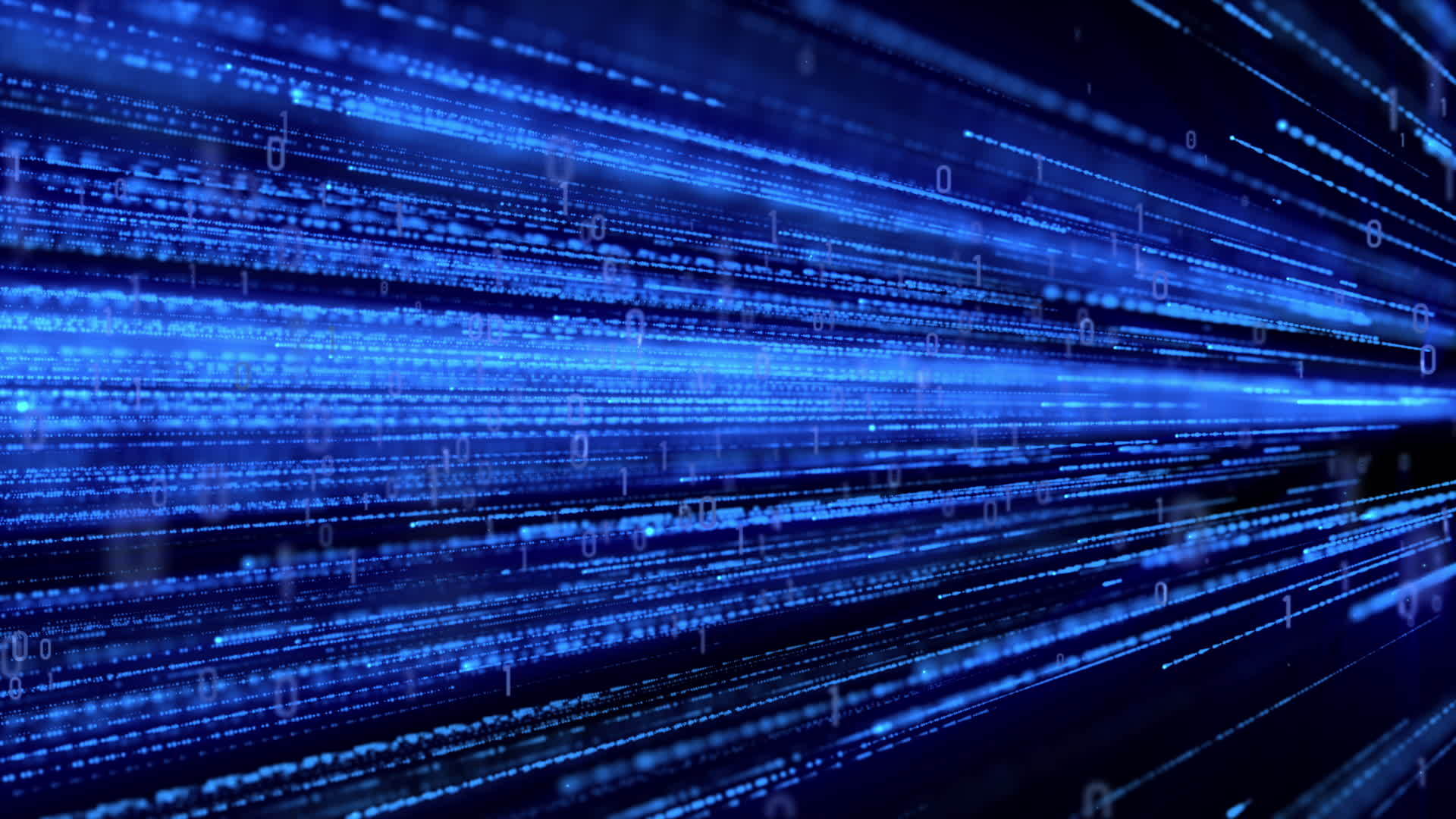 Fast Moving Futuristic Blue Digital Data Stream With Binary Code Looping Internet Technology