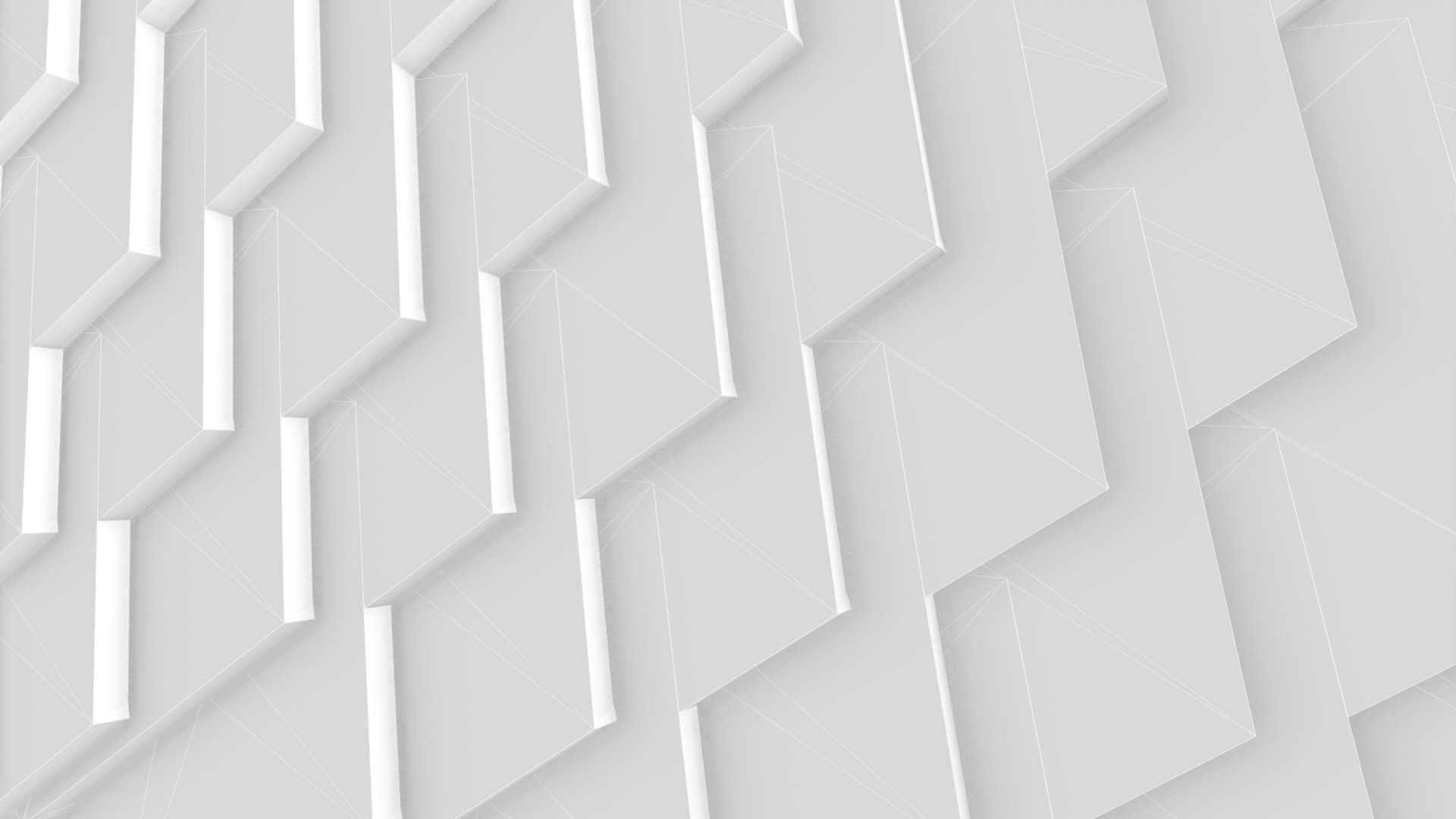 Clean White Geometric Background With Repeating Sawtooth Pattern And Wireframe Lines Looping