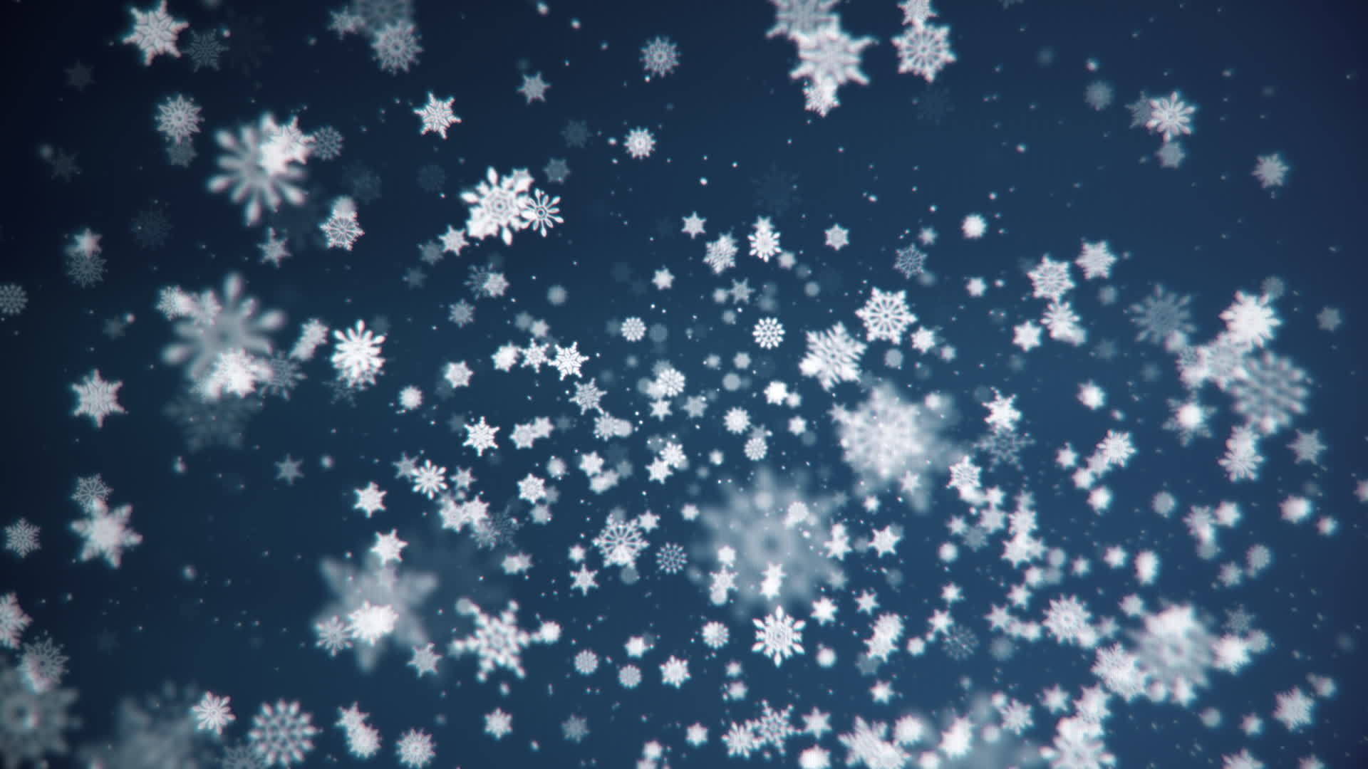 Falling winter snowflakes and snow particles on blue background. This Winter, Christmas motion ...