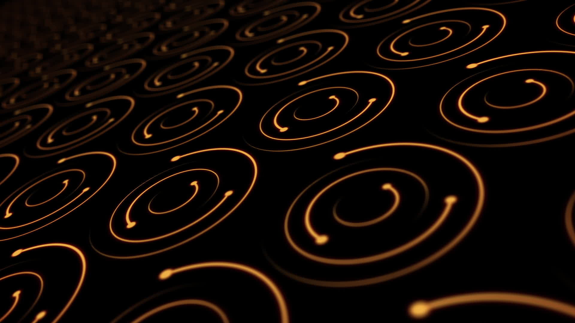 Abstract Background Animation With A Repeating Pattern Of Spiralling Golden Concentric Circles