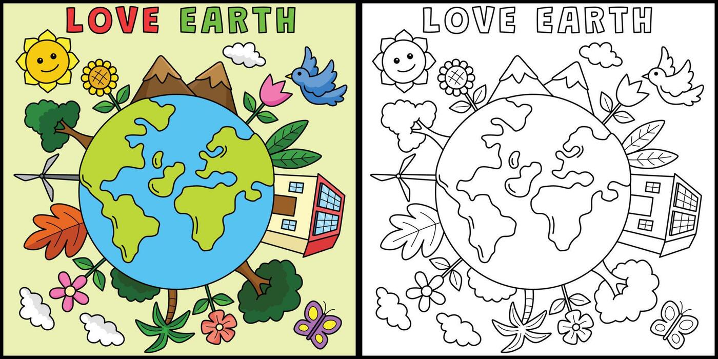 Earth Day Coloring Vector Art, Icons, and Graphics for Free Download