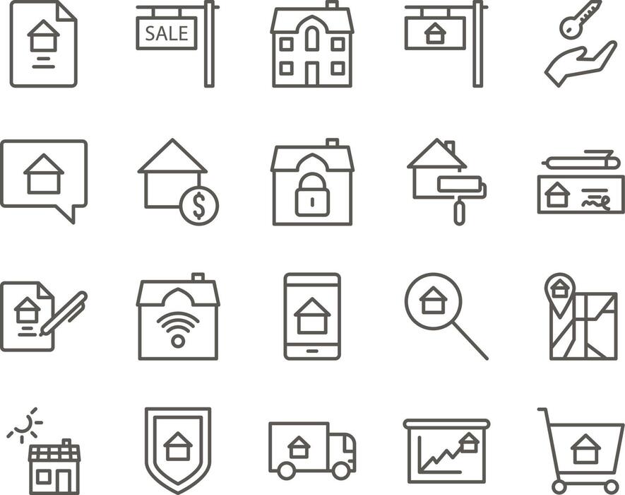 Real Estate Line Icons Vector Art, Icons, and Graphics for Free Download