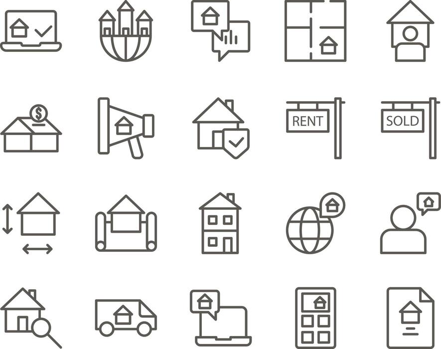 Real Estate Line Icons Vector Art, Icons, and Graphics for Free Download