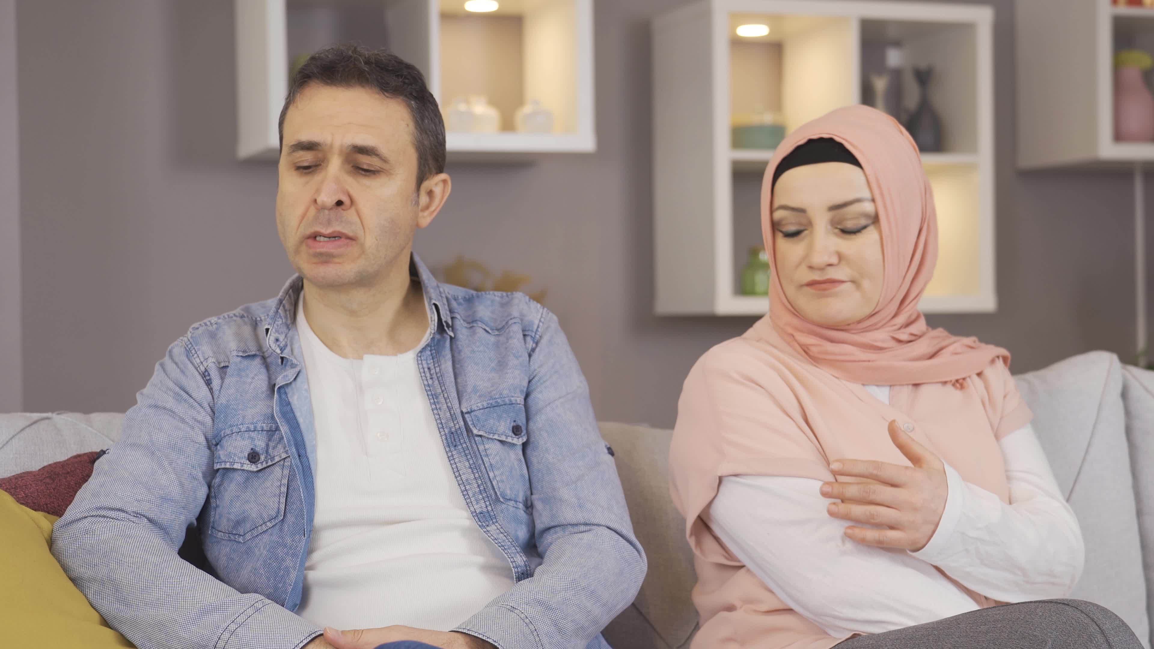 Muslim husband and wife resent each other. Muslim family. The Muslim ...