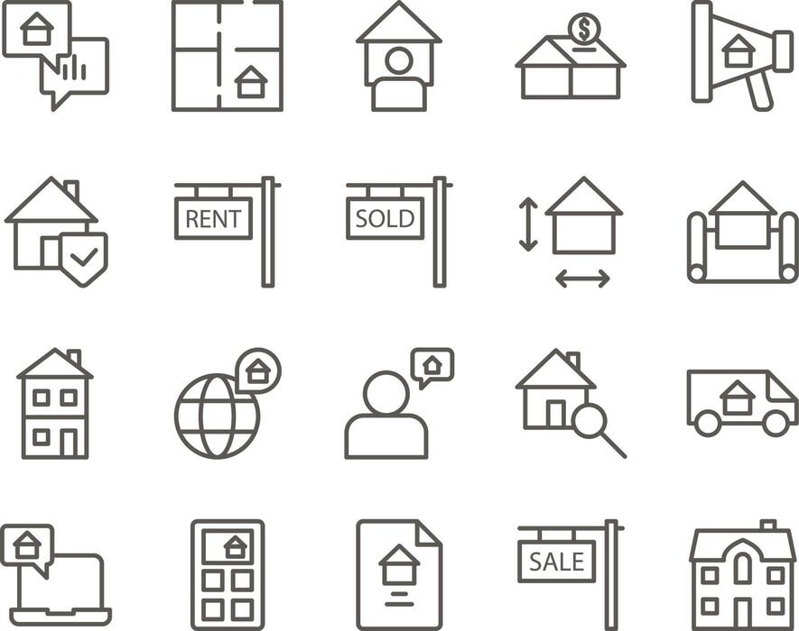Real Estate Line Icons Vector Art, Icons, and Graphics for Free Download