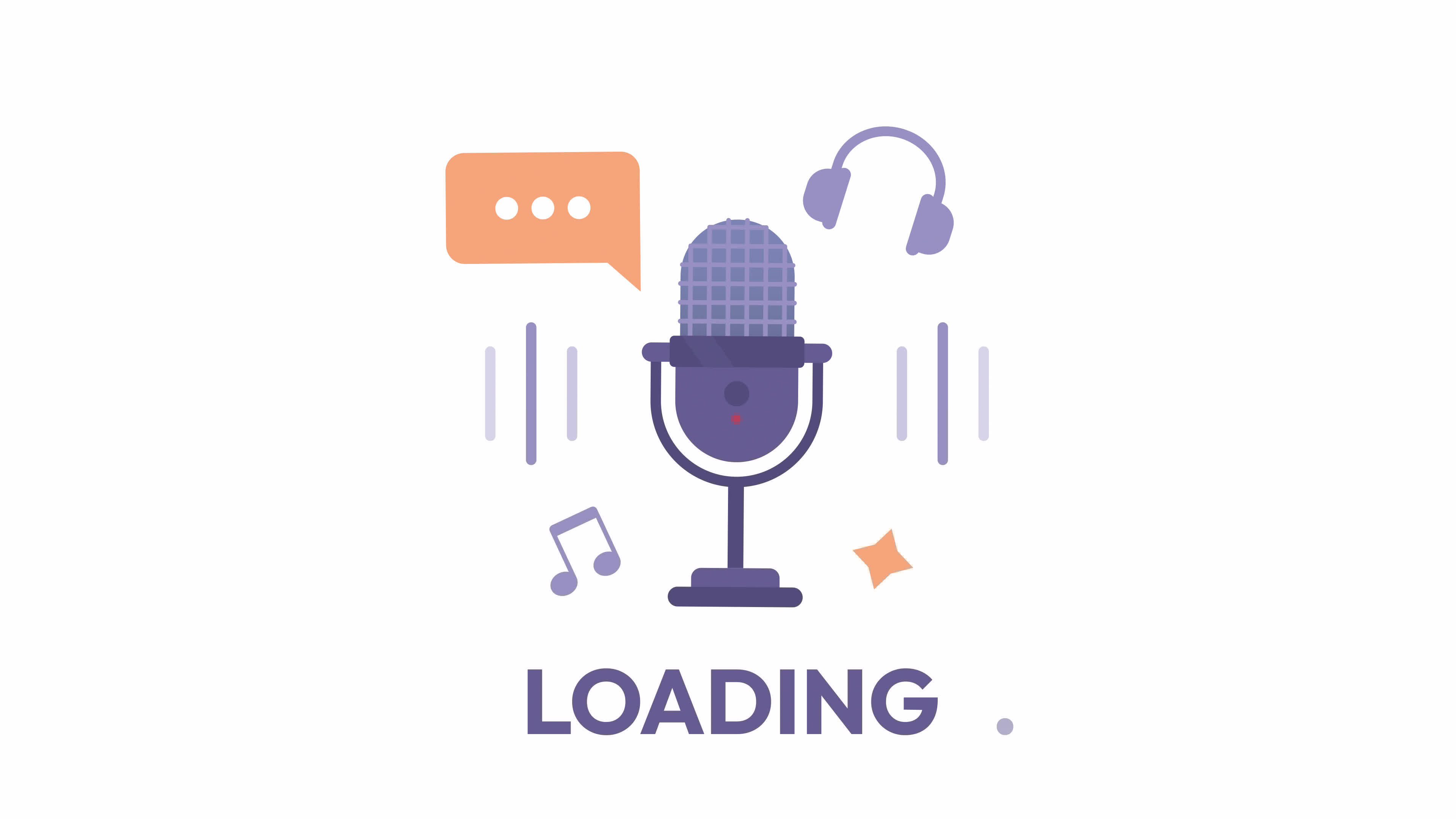 Animated podcast microphone loader. Recording. Flash message 4K video ...