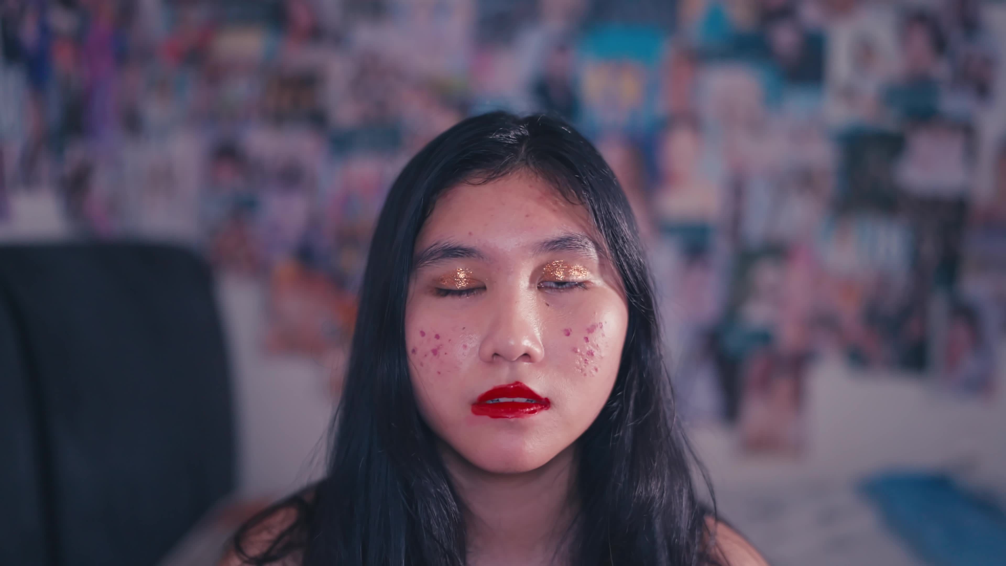 An Asian Teenager Removing Make Up On Her Messy Face Because It Looks And Isnt Pretty 21628779