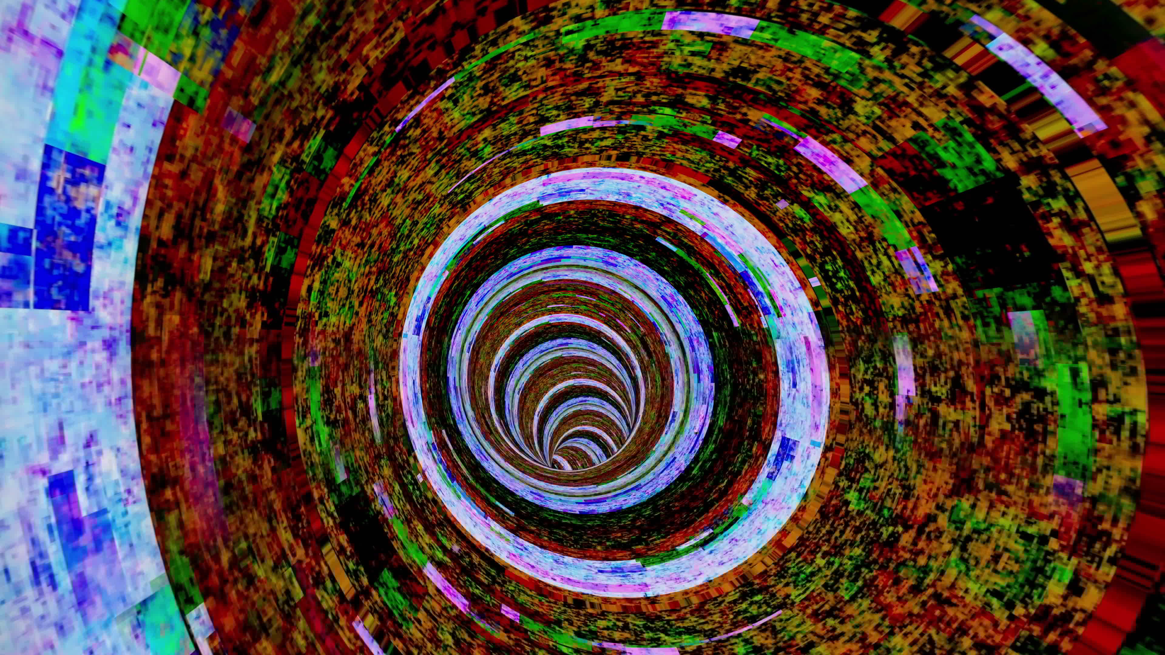 Futuristic Vortex Tunnel Of Streaming Data And Video Flux Loop