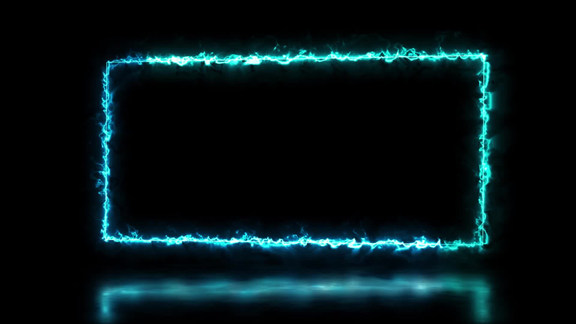 Abstract animated light Neon effect rectangle frame overlay Loop background for presentation ...