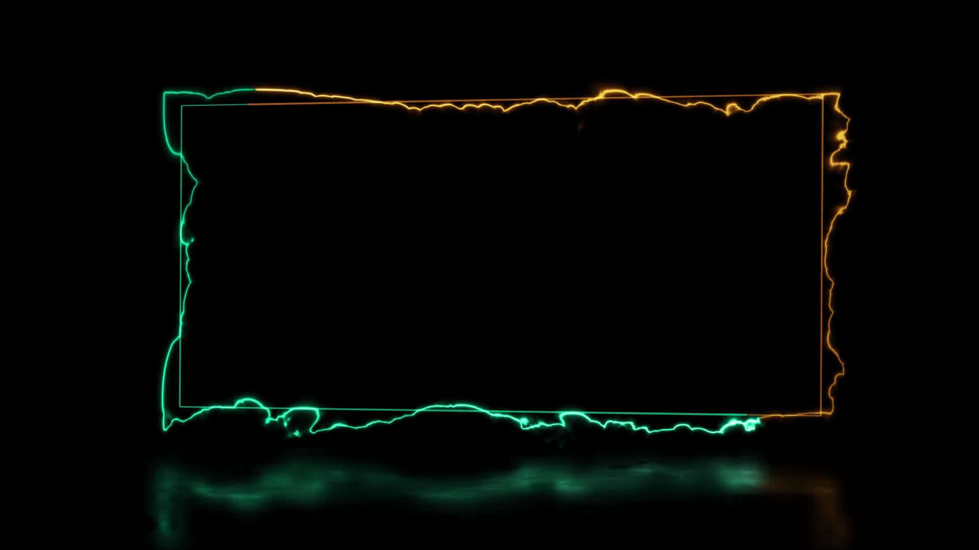 Abstract animated light Neon effect rectangle frame overlay Loop background for presentation ...